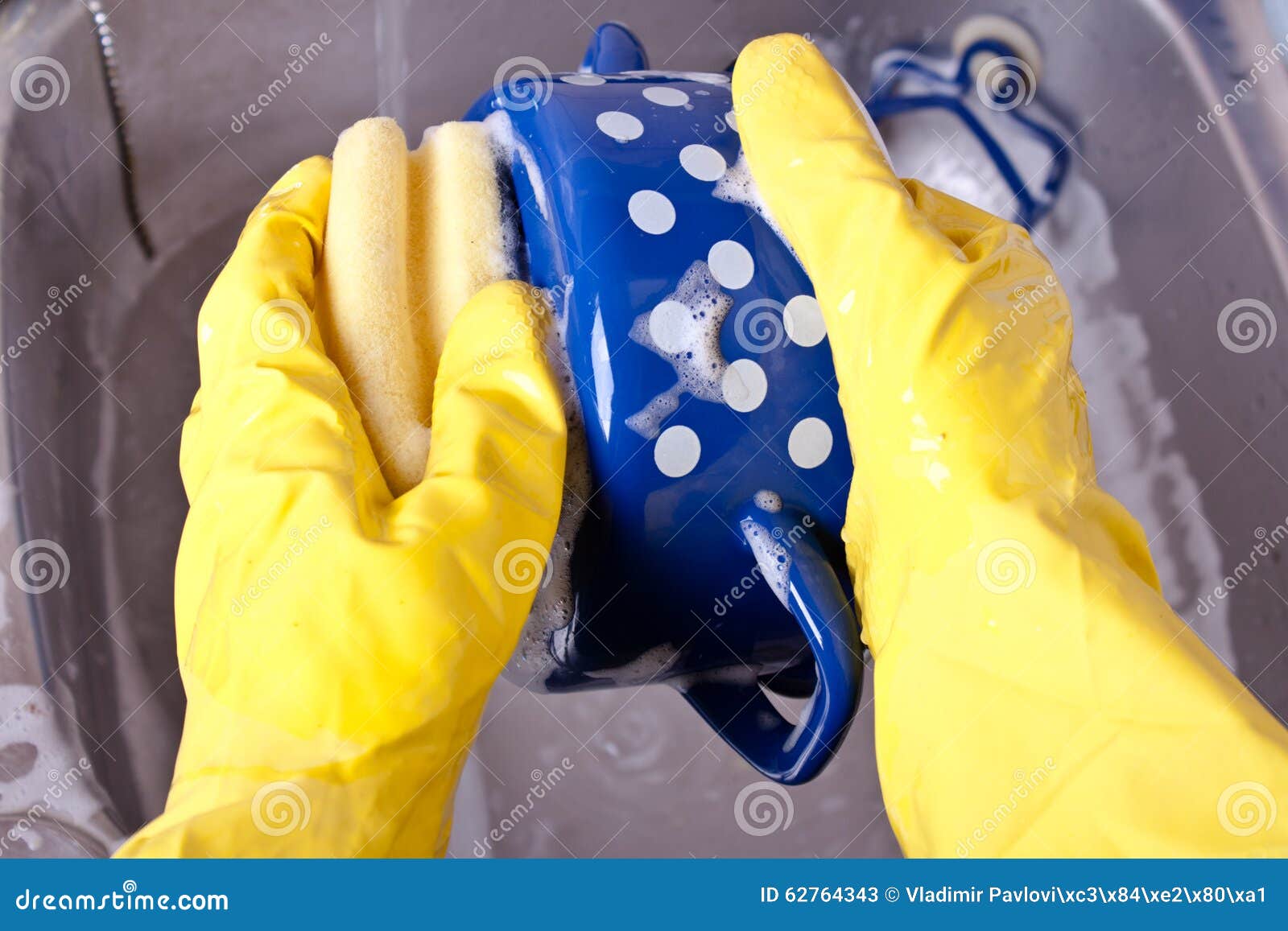 Washing Dishes in Yellow Gloves Stock Image - Image of yellow, purity ...