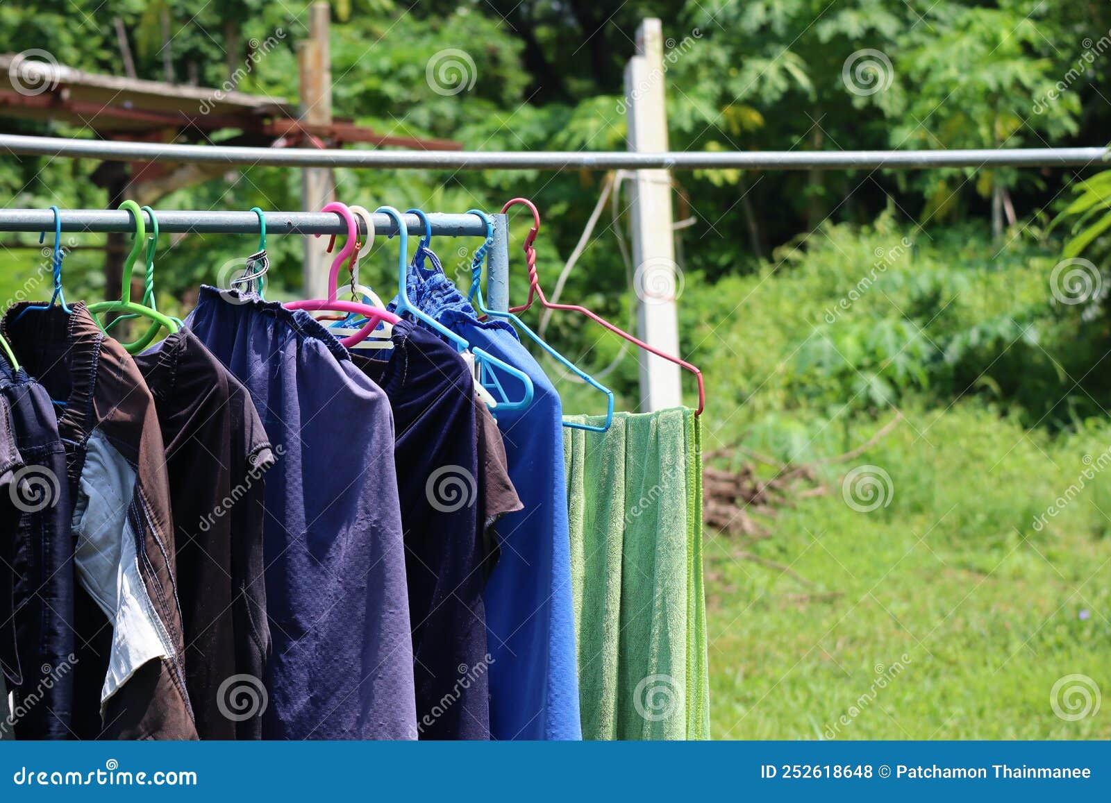 Washing and Drying Clothes in the Morning Sun Stock Photo - Image of ...