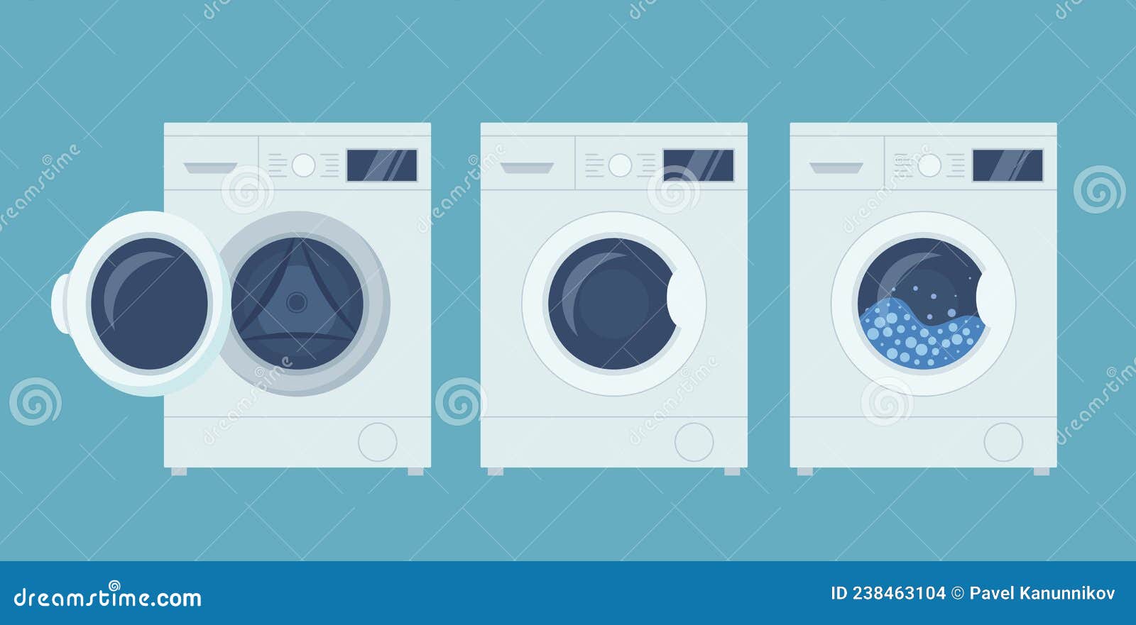 Washing and Drying Machines. Flat Vector Illustration Stock ...