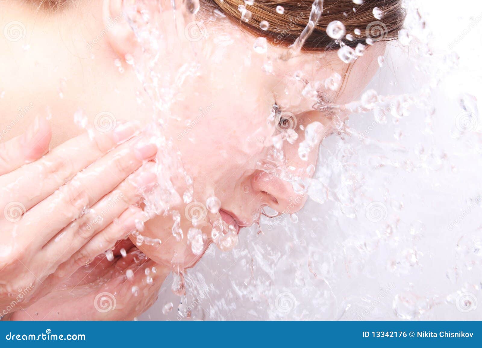 Washing face stock photo. Image of drop, closeup, person - 13342176