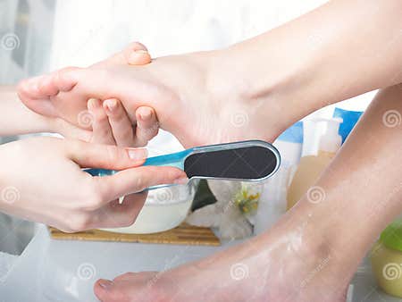 Washing of a female leg stock photo. Image of detail, skincare - 8739588