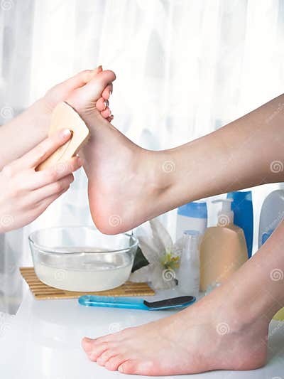 Washing of a female leg stock photo. Image of towel, healthy - 8739678