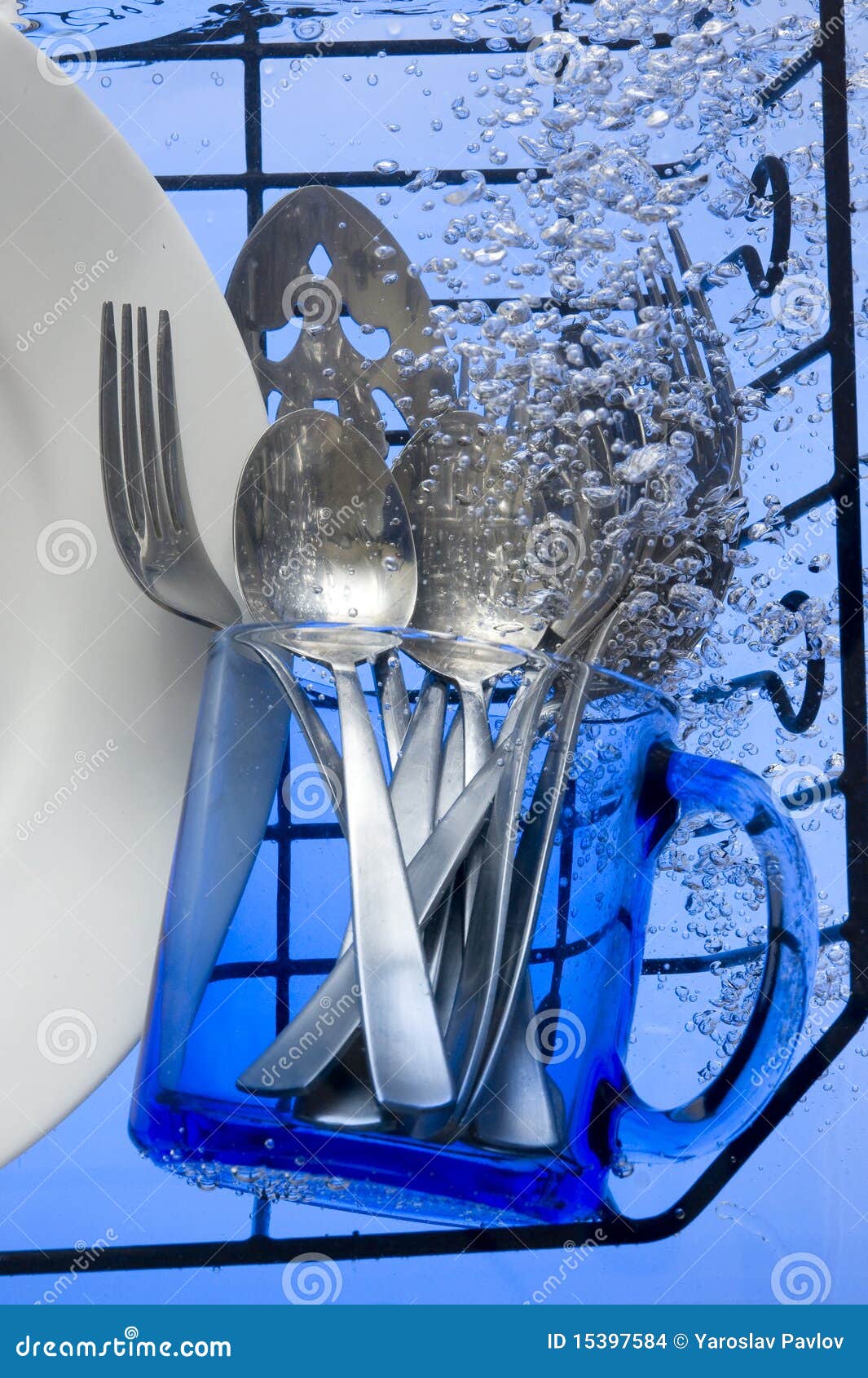 Washing flatware stock photo. Image of sanitary, dishwasher - 15397584