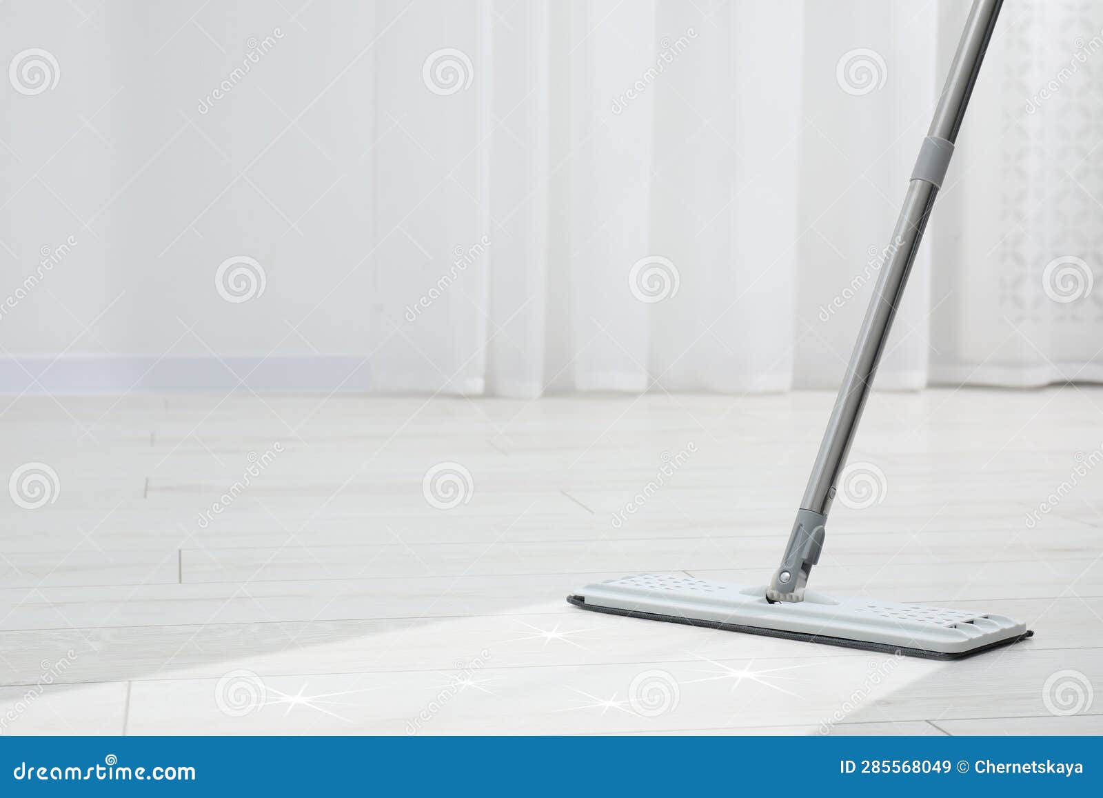 Washing Floor with Mop in Room, Space for Text. Clean Trace on Dirty ...