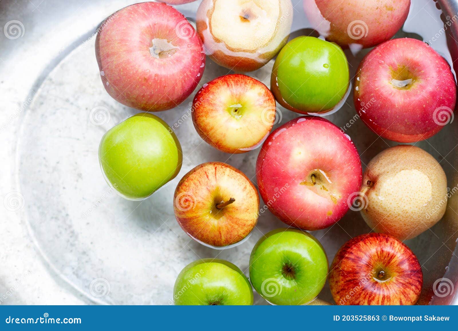 Washing Fresh Apples in the Water Stock Image - Image of color, field ...
