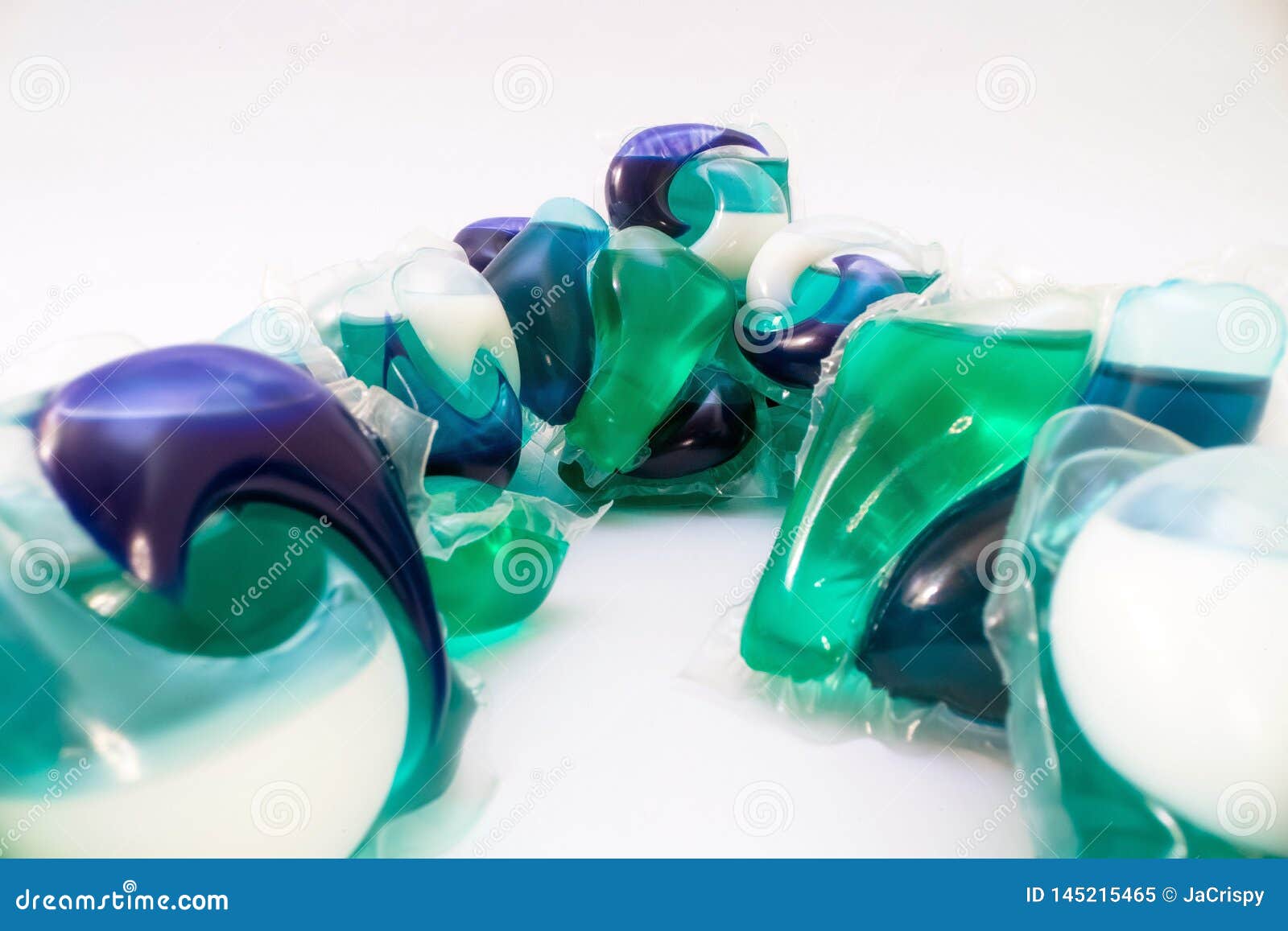 Washing Gel Capsules Stack on White Background Dissolving Laundry ...