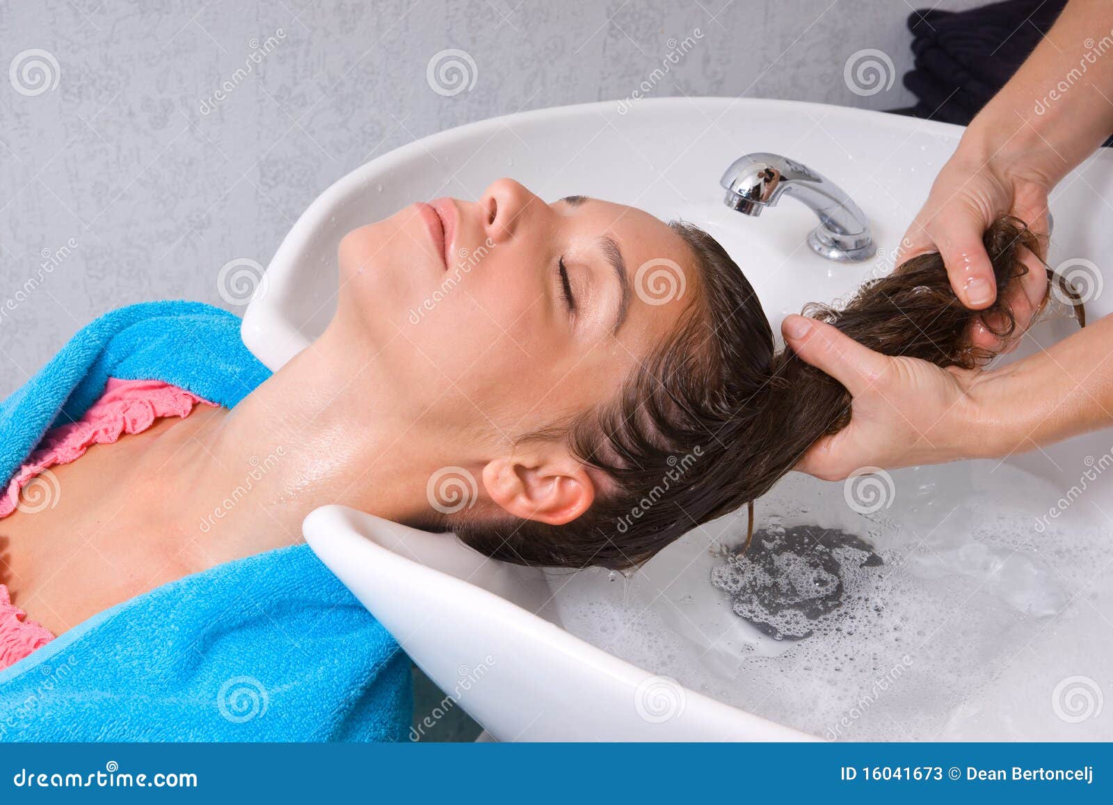 Washing hair stock image. Image of shampoo, hairdresser - 16041673