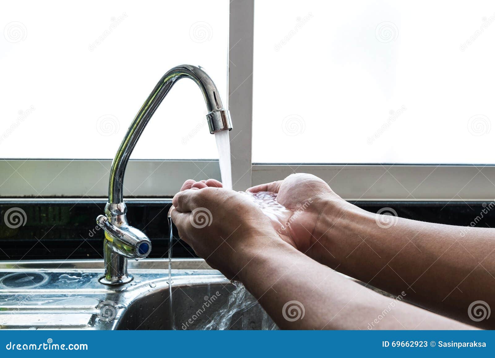 Washing hand in kitchen stock image. Image of hands, house - 69662923