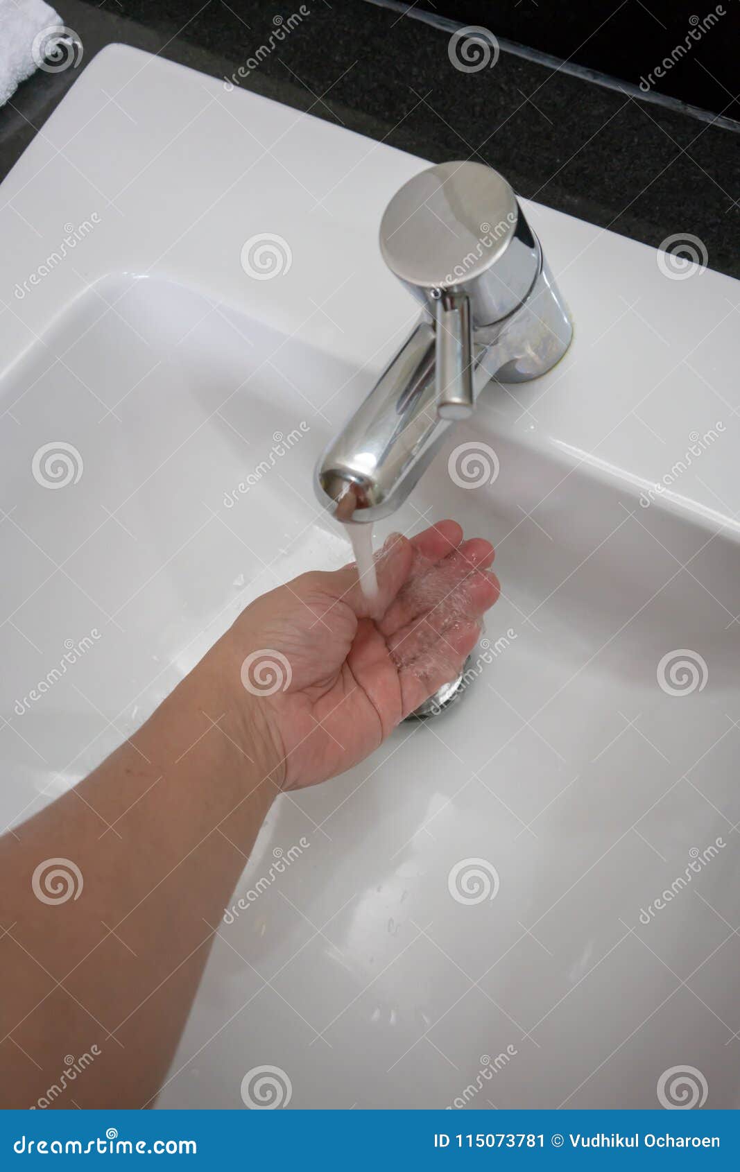 Washing of Hand without Soap Under Water. Stock Image - Image of health ...