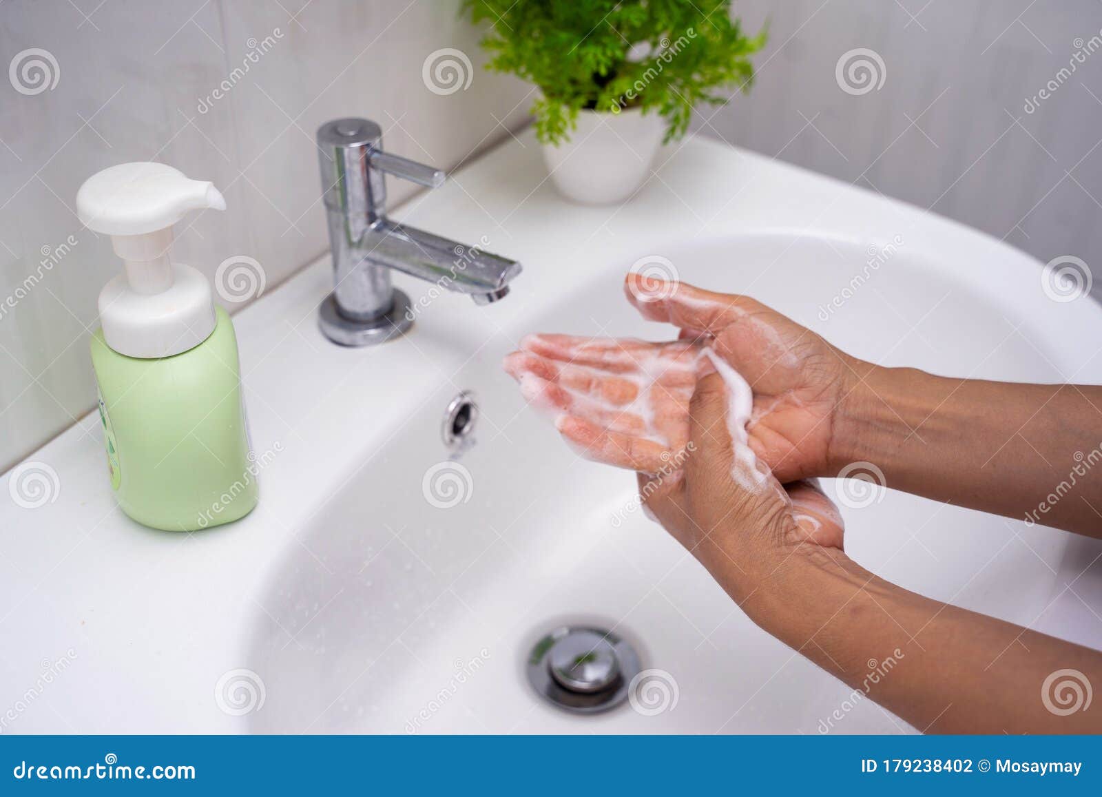 Washing Hand with Hand Wash Foam Stock Photo - Image of water, hands ...