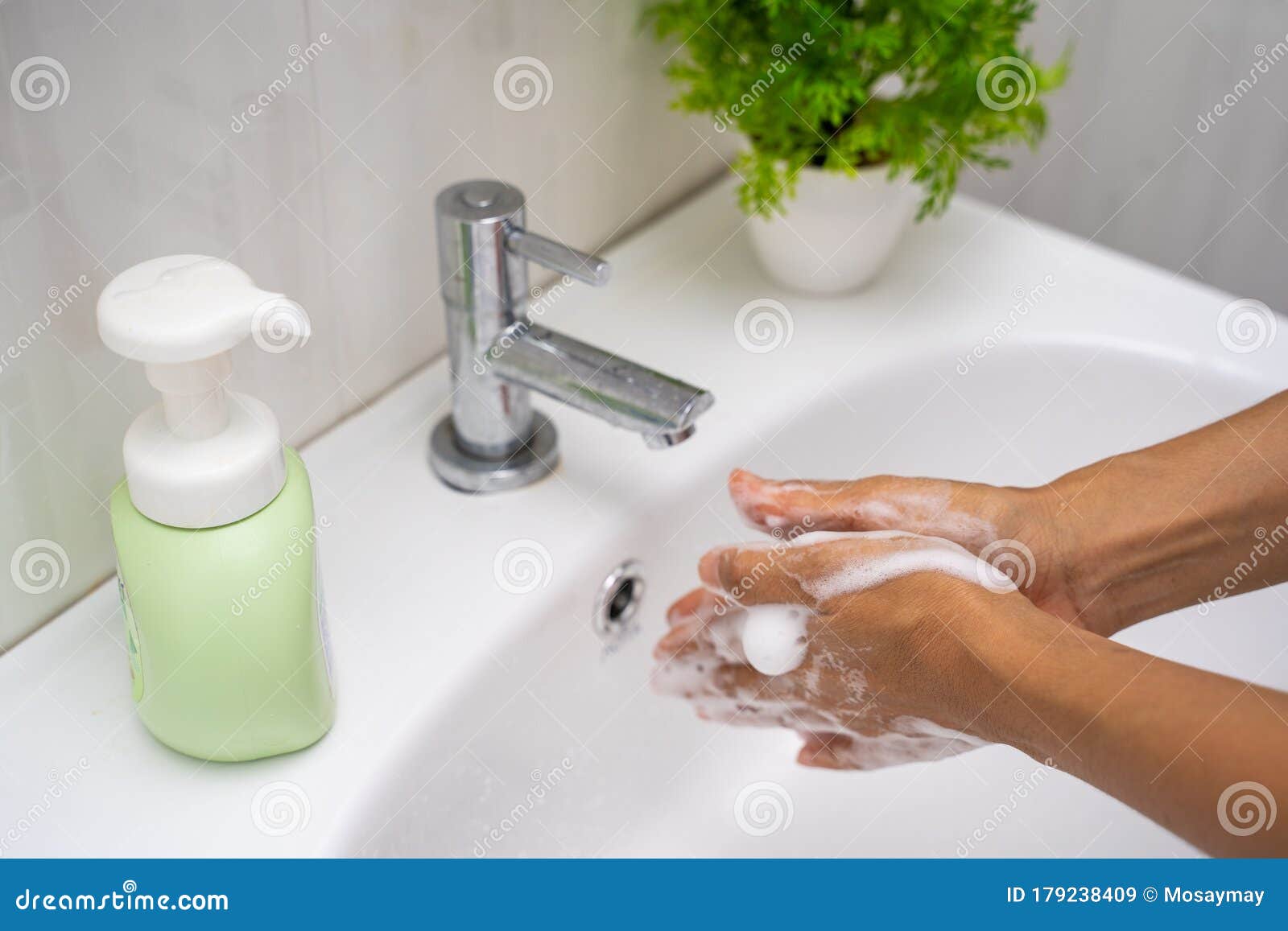 Washing Hand with Hand Wash Foam Stock Image - Image of faucet, hand ...