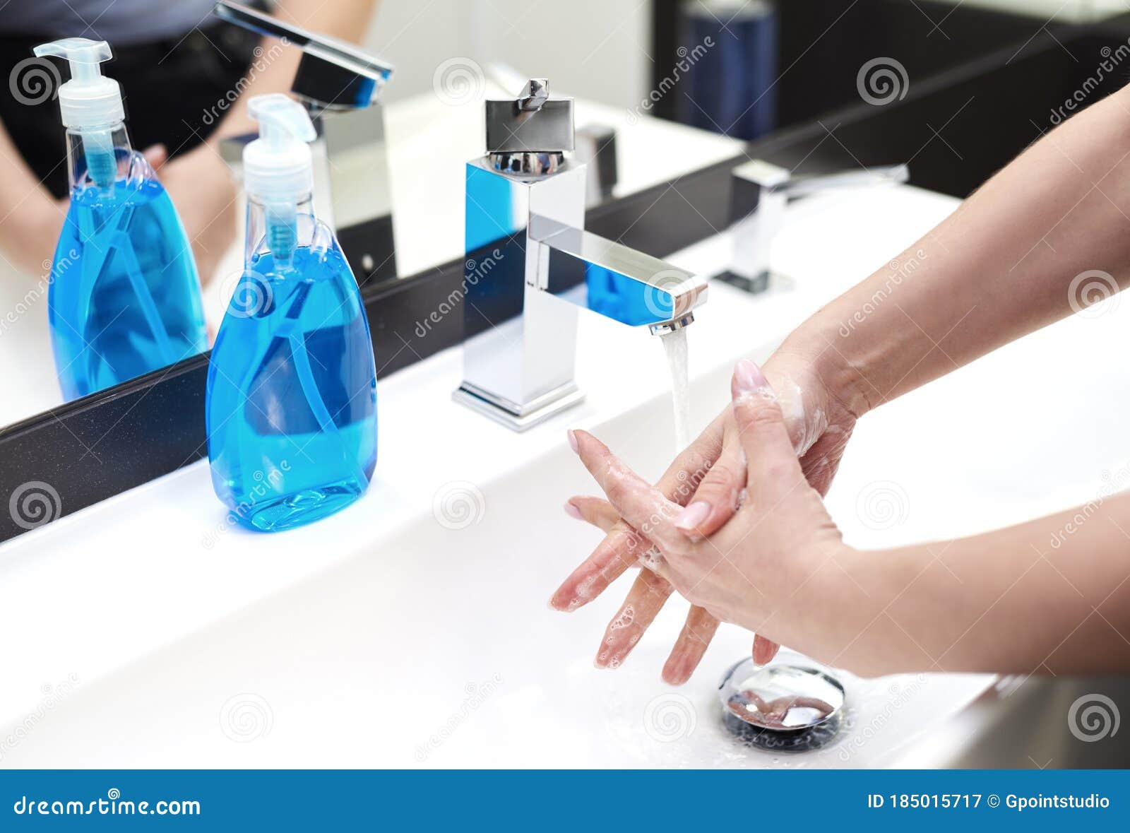 Washing Hands in the Bathroom Stock Image - Image of healthcare ...