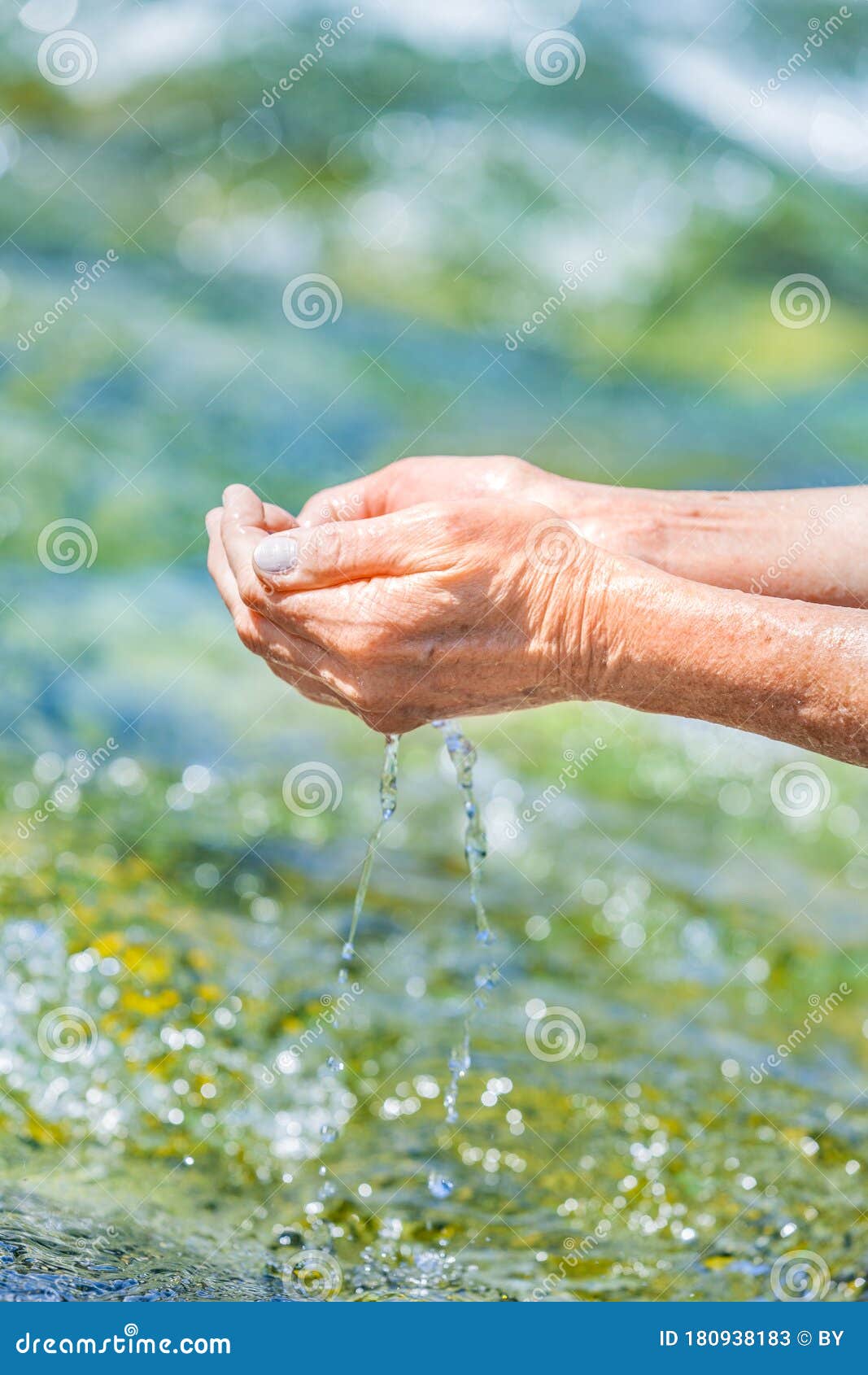 Washing Hands in Clear Water in a Stream Stock Image - Image of hygiene ...