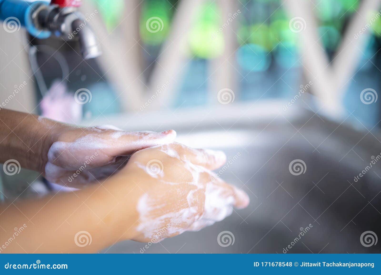 Washing Hands in Kitchen at Home Stock Photo - Image of personal, care ...