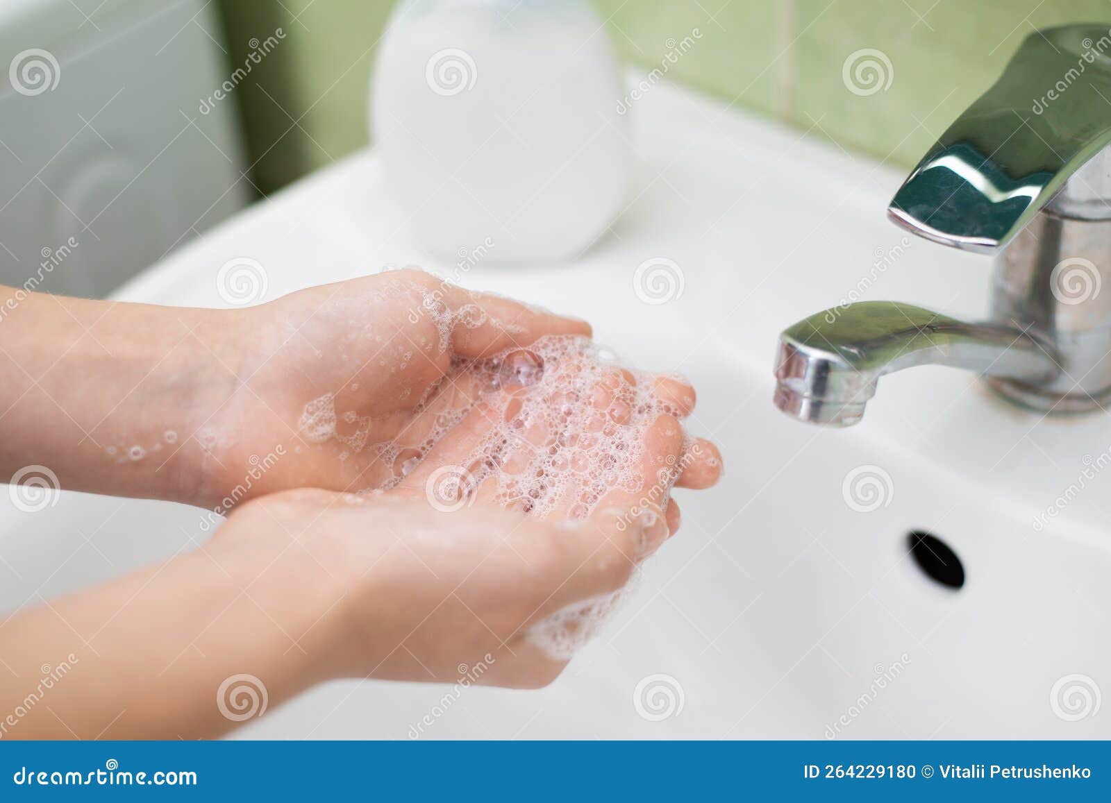 Washing Hands with Liquid Soap Stock Photo - Image of care, cleanliness ...