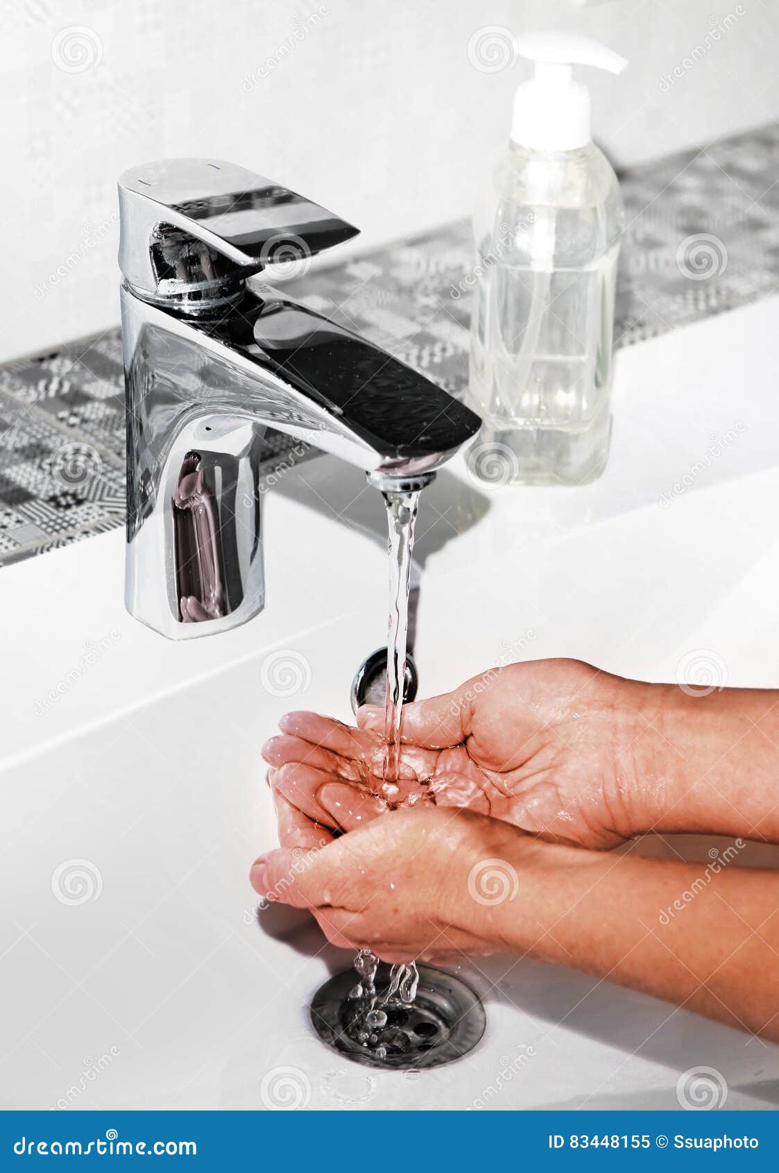Washing Hands in Modern Sink Stock Image - Image of personal, hygiene ...