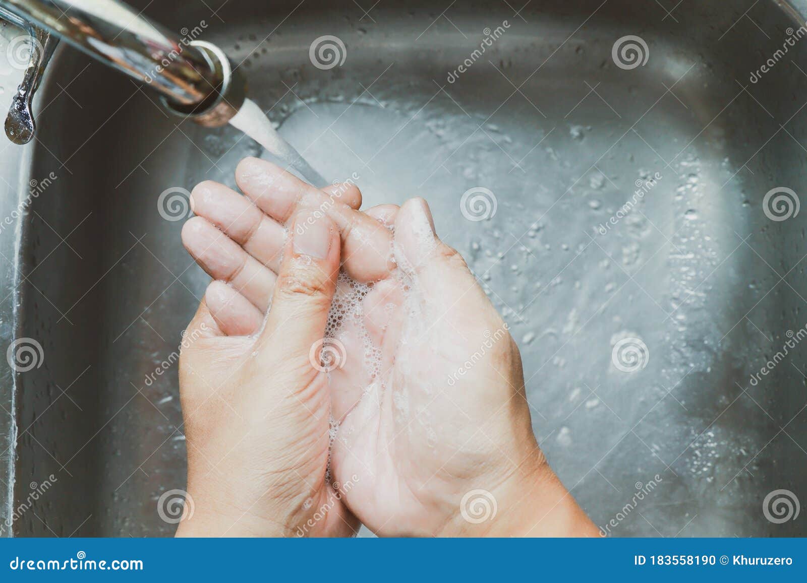 Washing Hands at the Sink in Kitchen Stock Photo - Image of hygiene ...