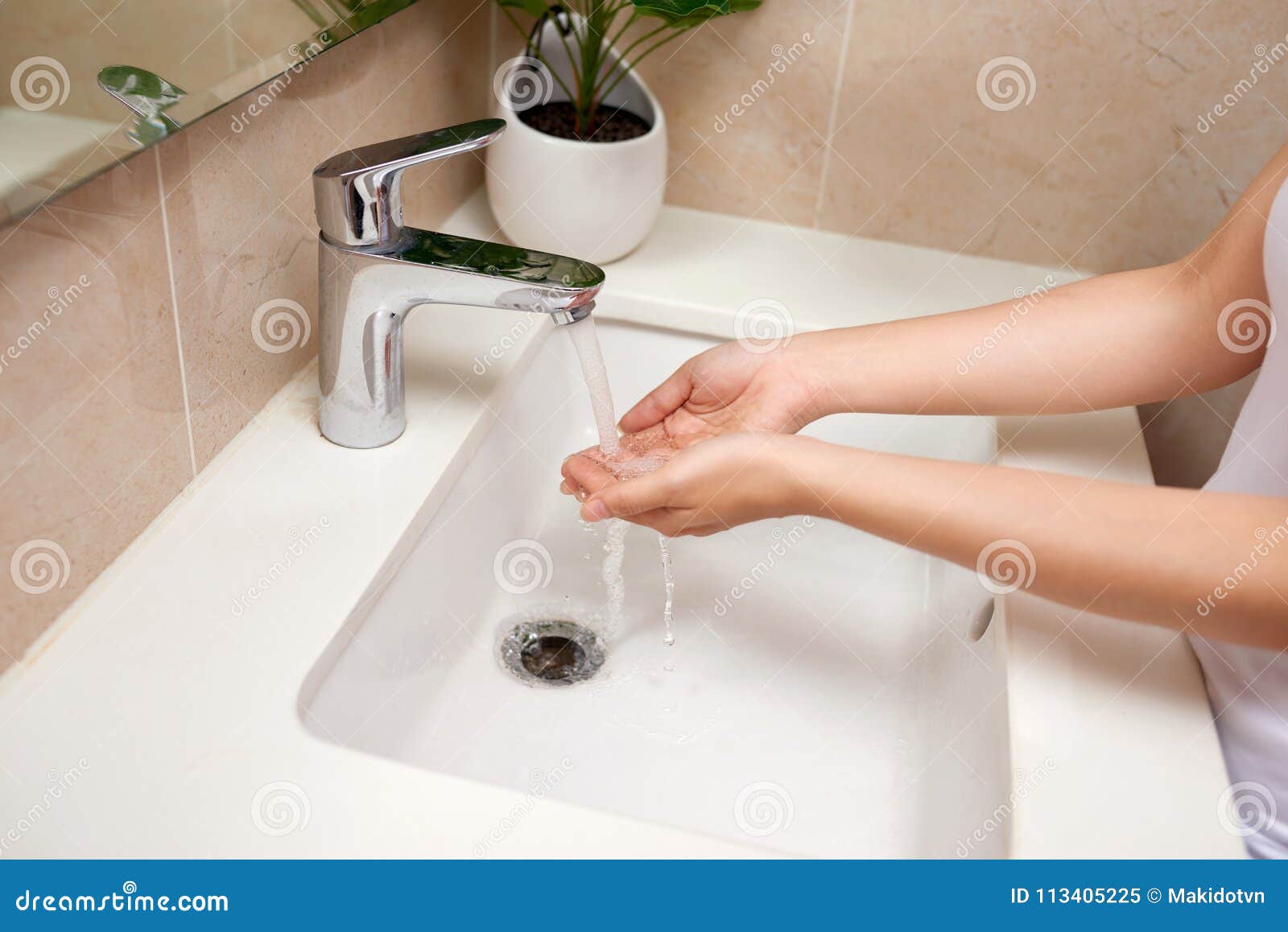 Washing of Hands with Soap Under Running Water. Stock Image - Image of ...