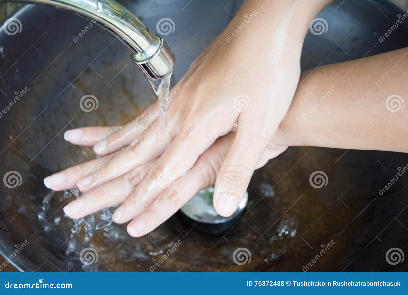 Washing of Hands with Soap Under Running Water Stock Photo - Image of ...