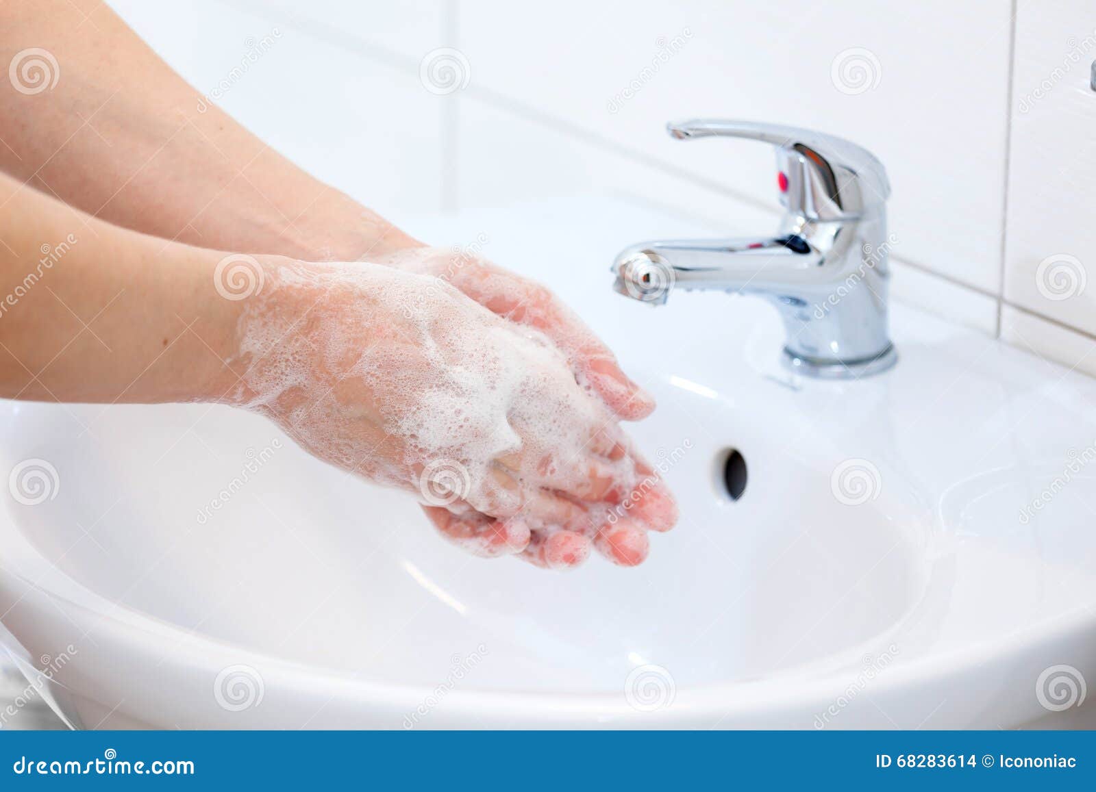 Washing of Hands with Soap Under Running Water Stock Photo - Image of ...