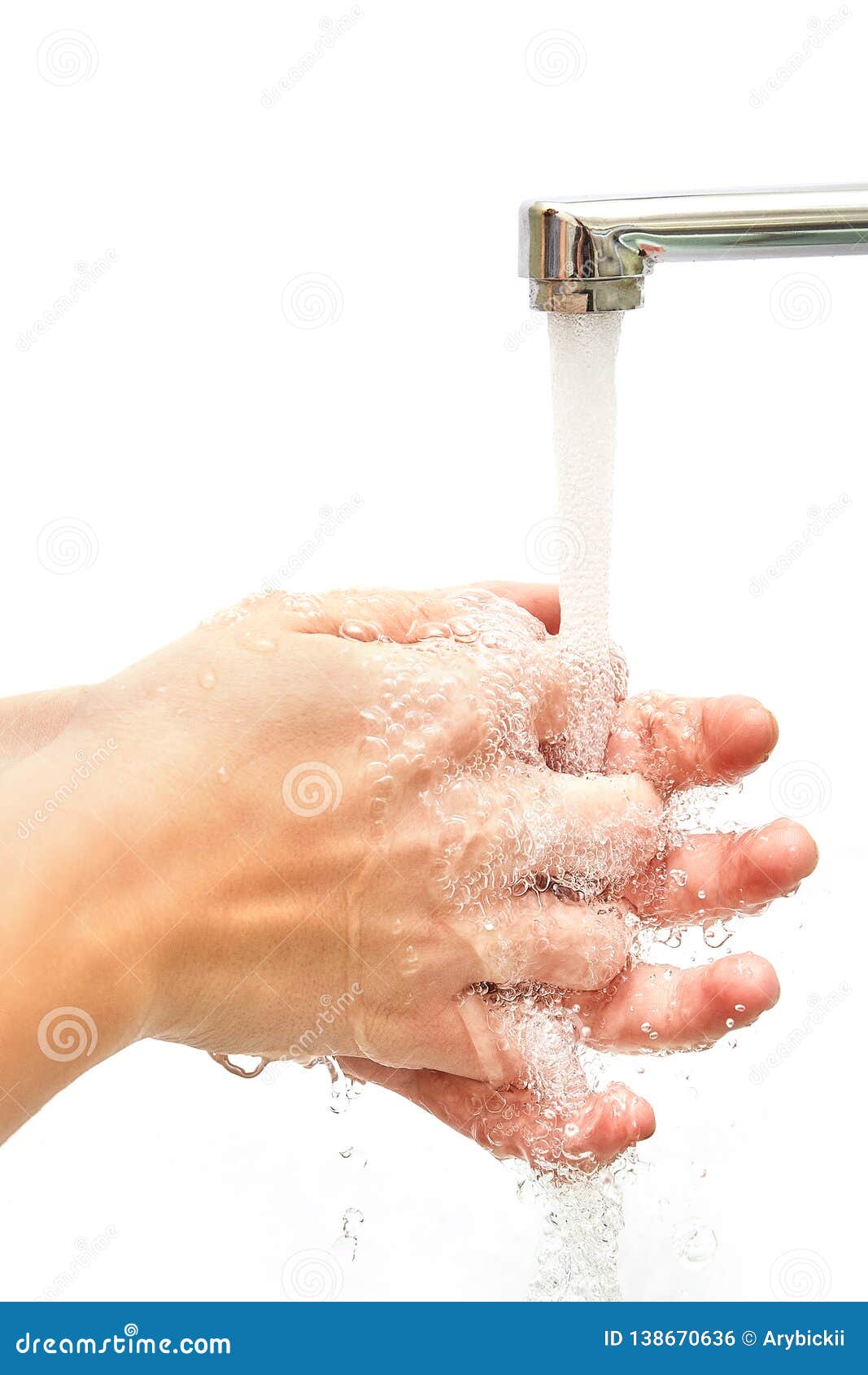 Washing Hands Under Flowing Tap Water Stock Photo - Image of soap ...