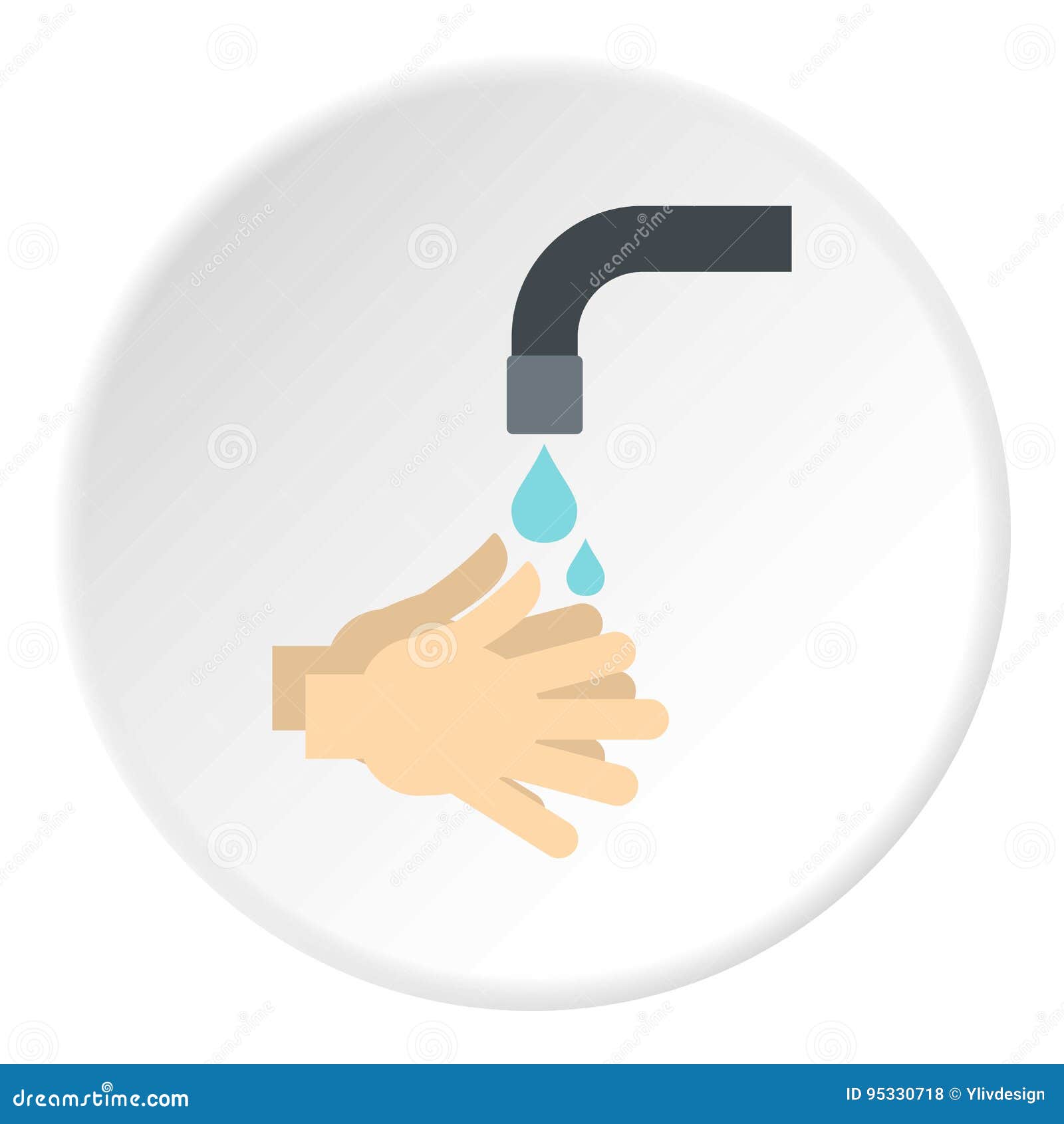Washing Hands Under Running Water Icon Circle Stock Vector ...