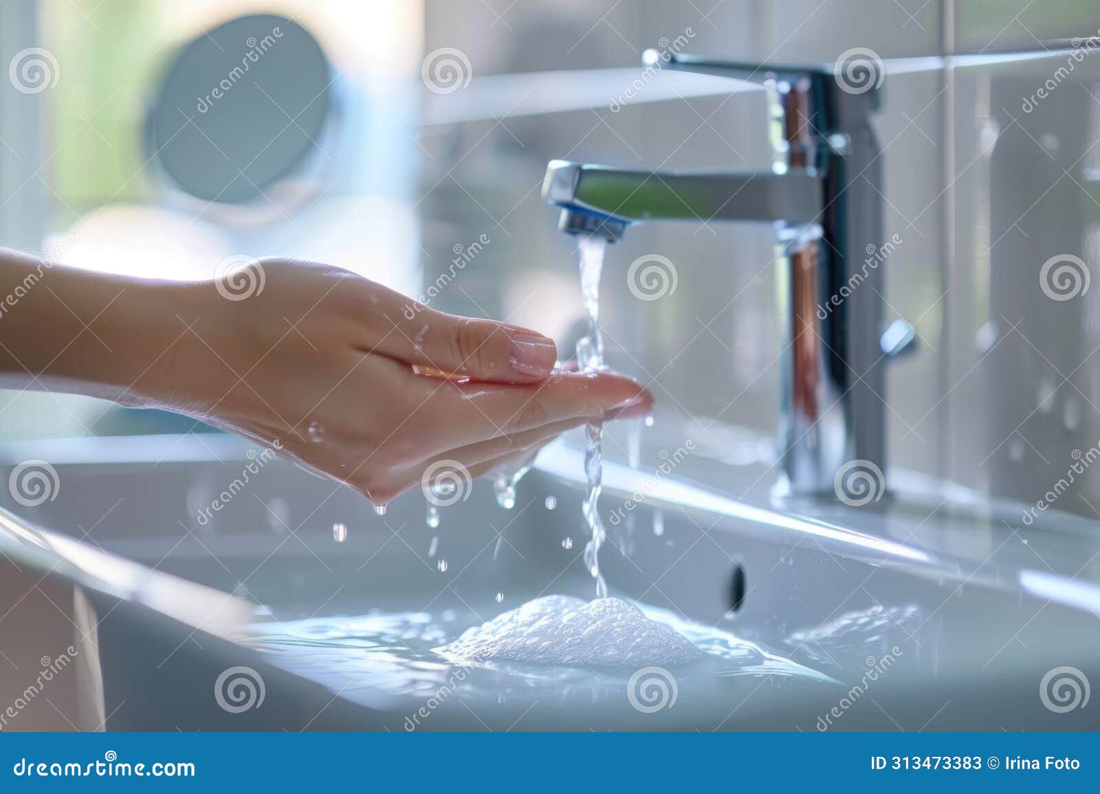 Washing Hands Under a Running Water Tap Stock Image - Image of resource, healthcare: 313473383