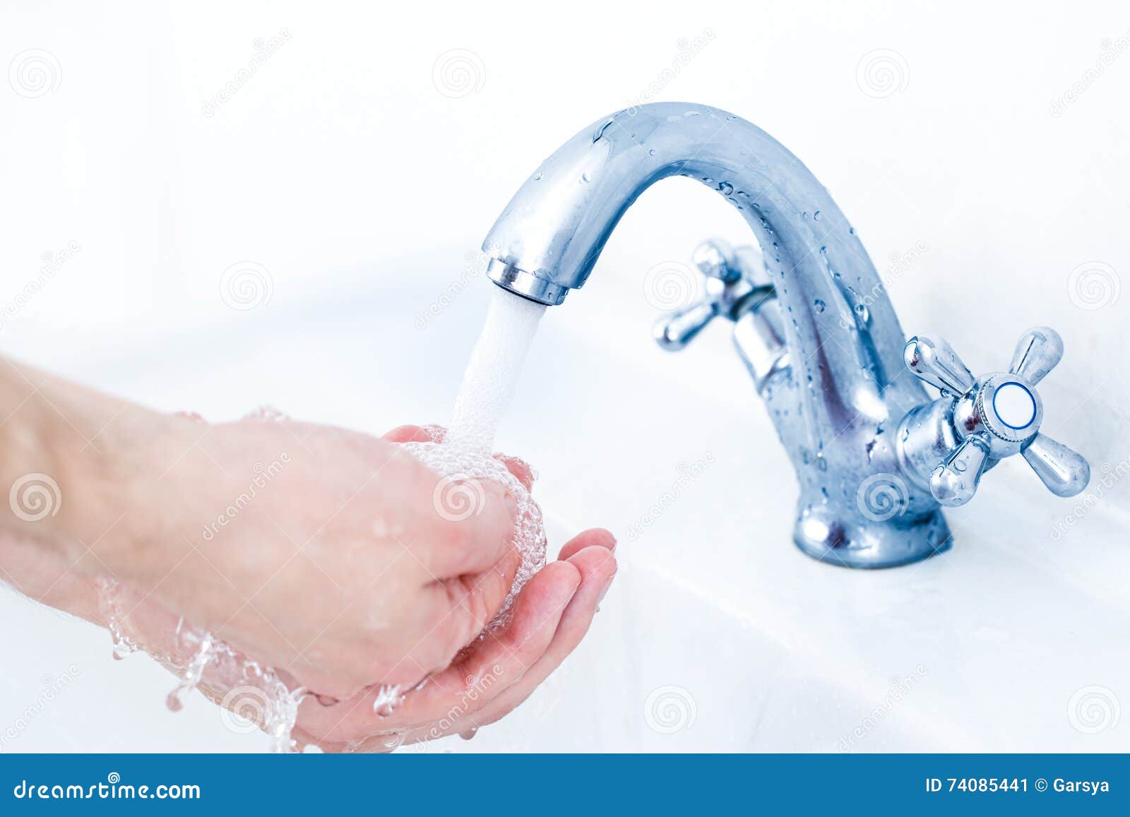 Washing Hands Under Running Water Tap Stock Image - Image of drain ...