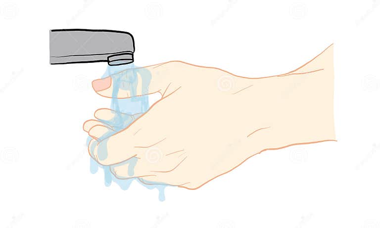 Washing Hands with Water, Hands Clean Stock Illustration - Illustration ...