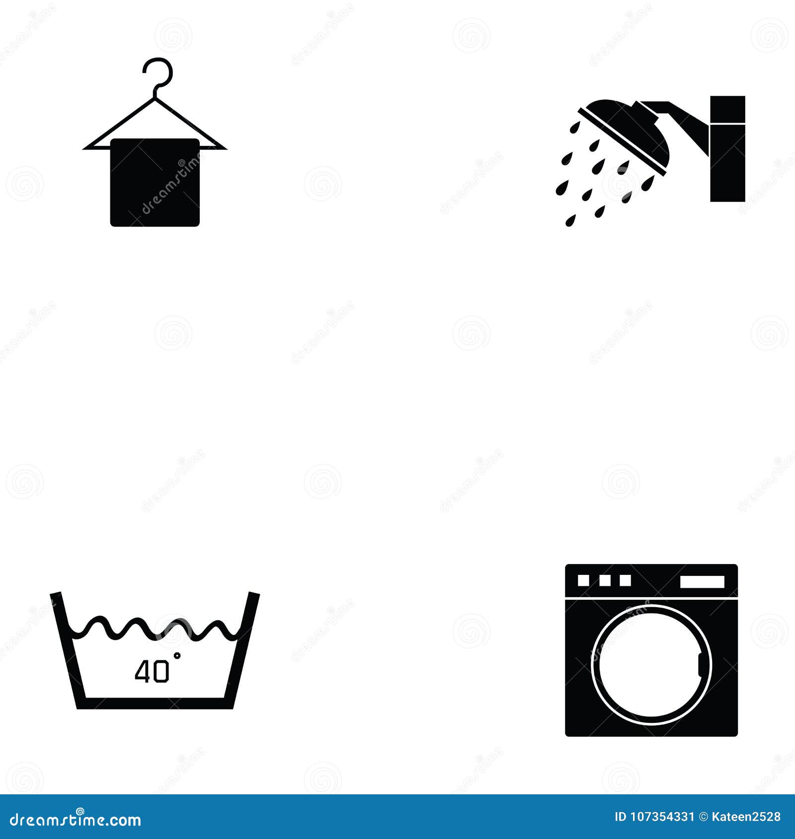 Washing icon set stock vector. Illustration of clothes - 107354331