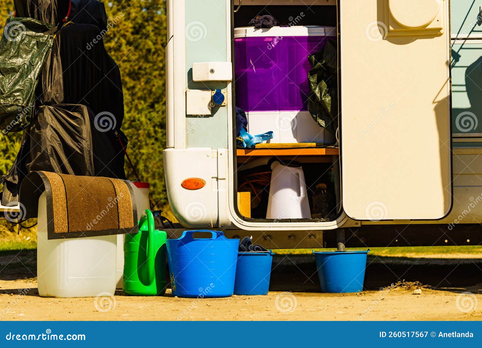 Washing Laundry Outdoor at Caravan Stock Image - Image of machine, camp ...