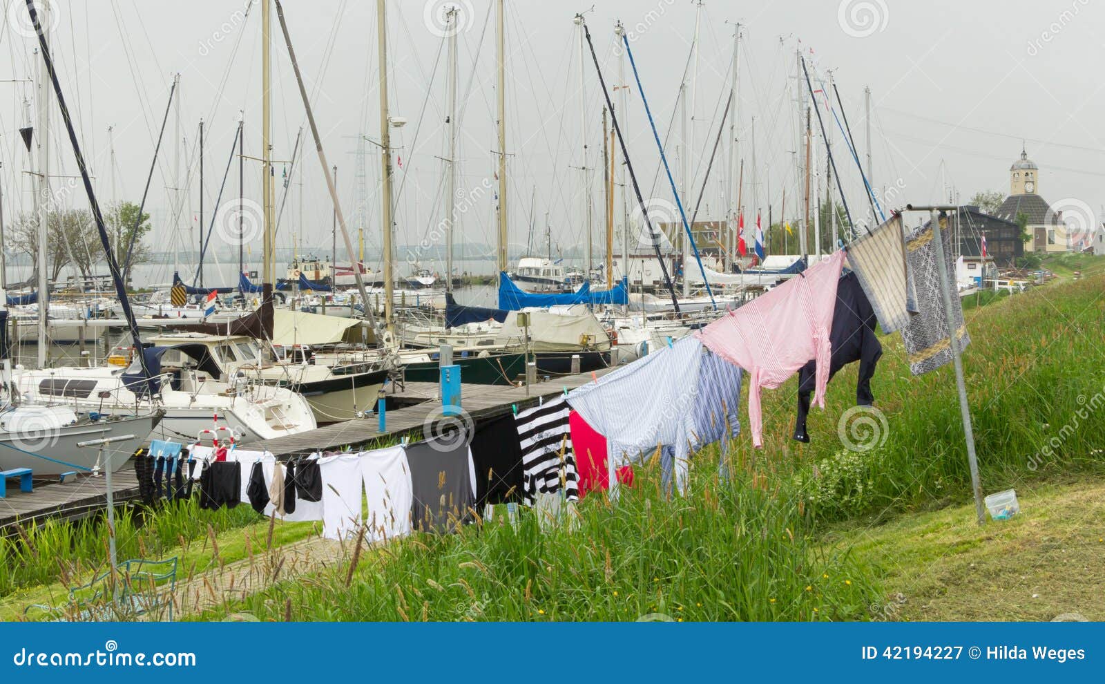 Washing Line in the Harbour of Durgerdam Holland Stock Image - Image of ...