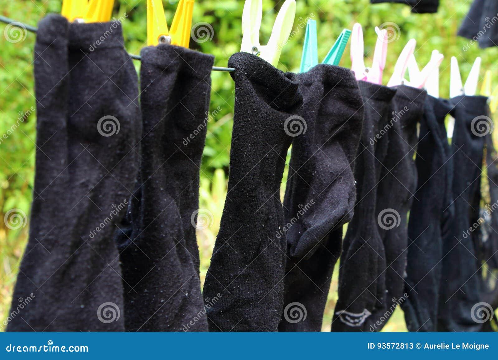 Washing line with socks stock image. Image of sock, linen - 93572813