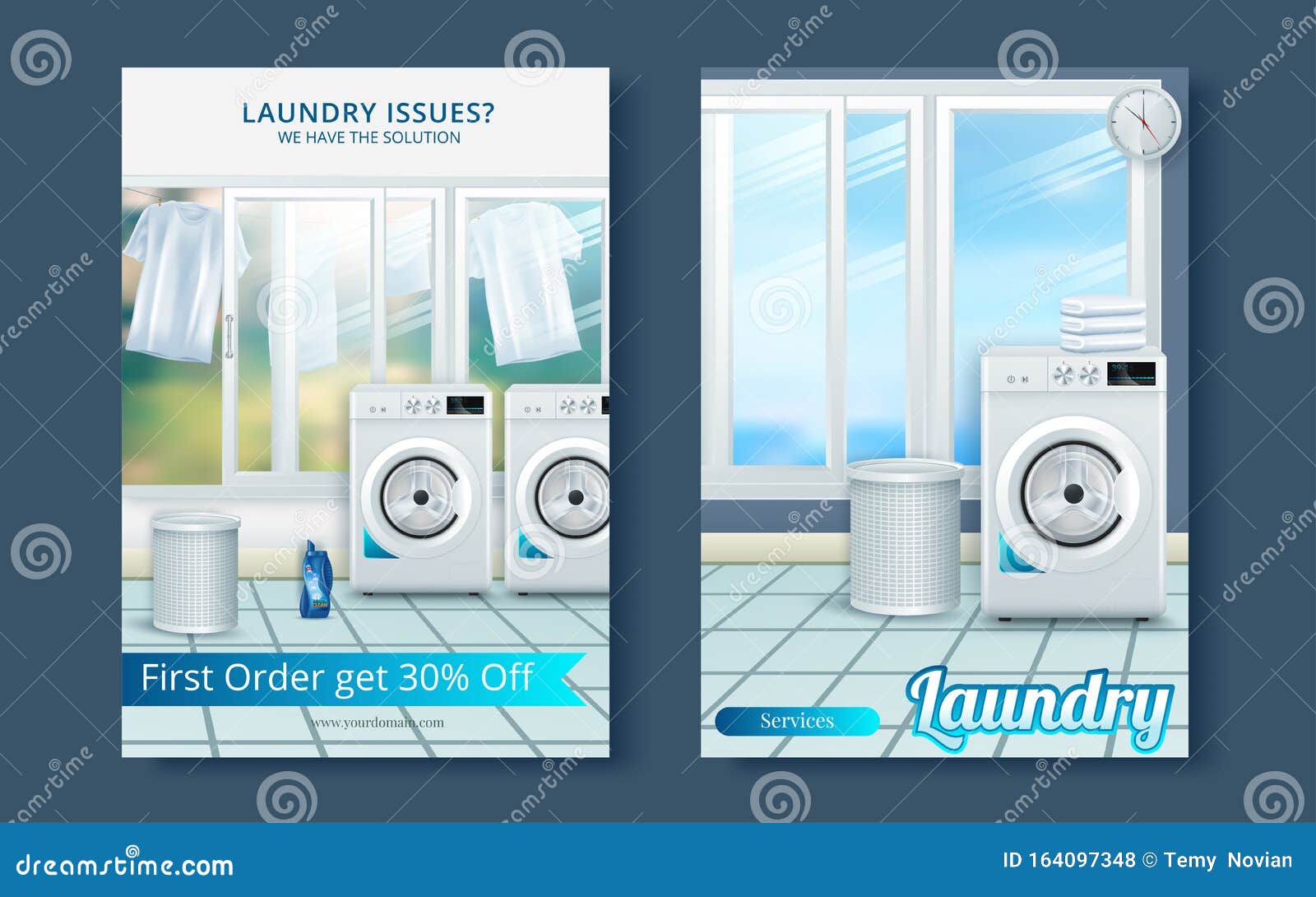 Washing Machine on Abstract Vector Flyer. Brochure Design Template ...