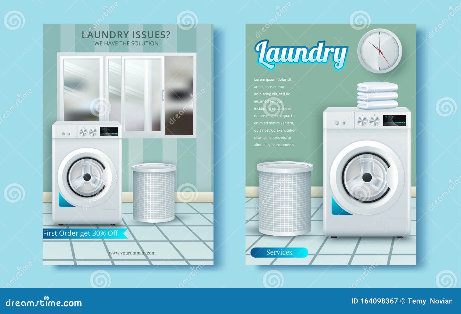 Washing Machine on Abstract Vector Flyer. Brochure Design Template ...