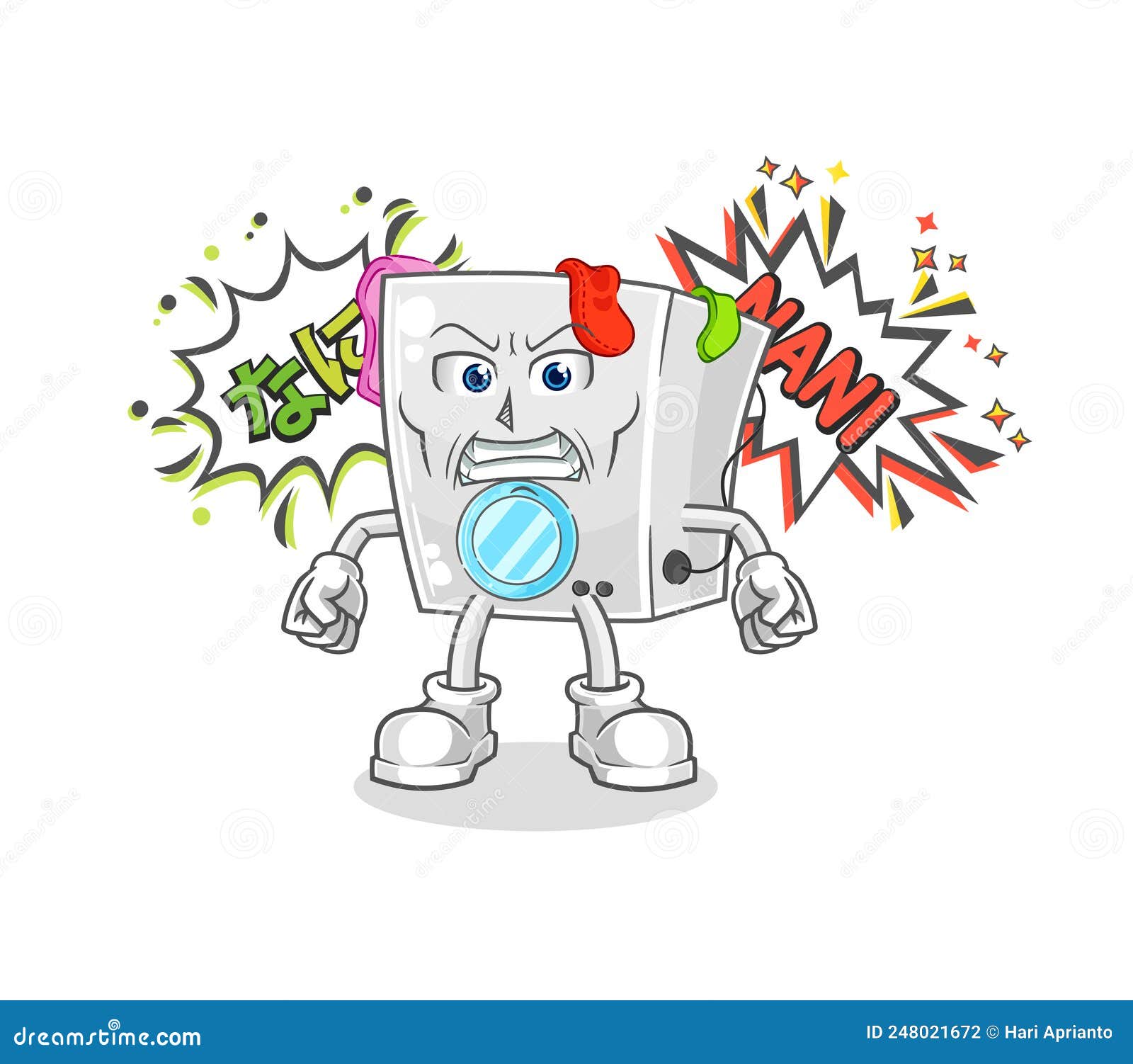 Washing Machine Anime Angry Vector. Cartoon Character Stock Vector ...