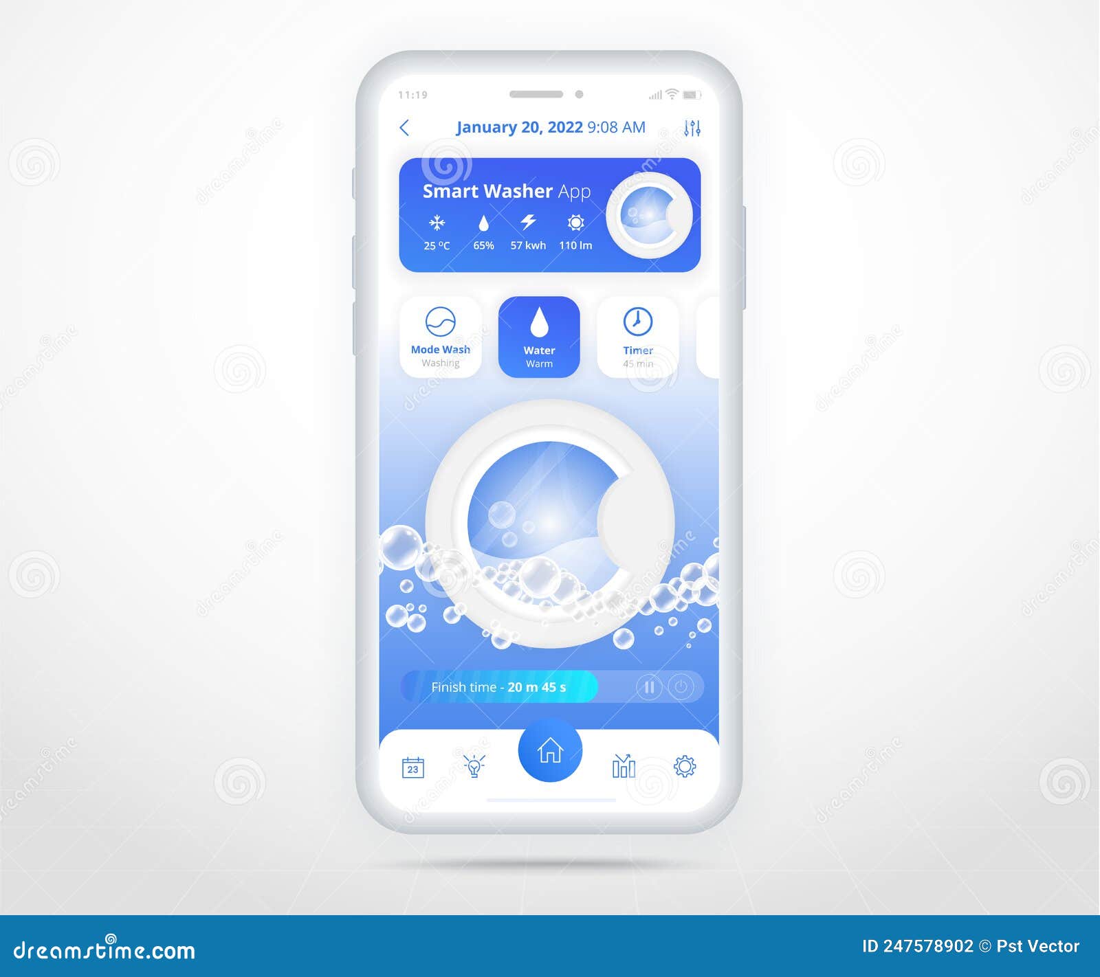 Washing Machine App, Smart Home Wash Controlled App UX UI, IOT Internet ...