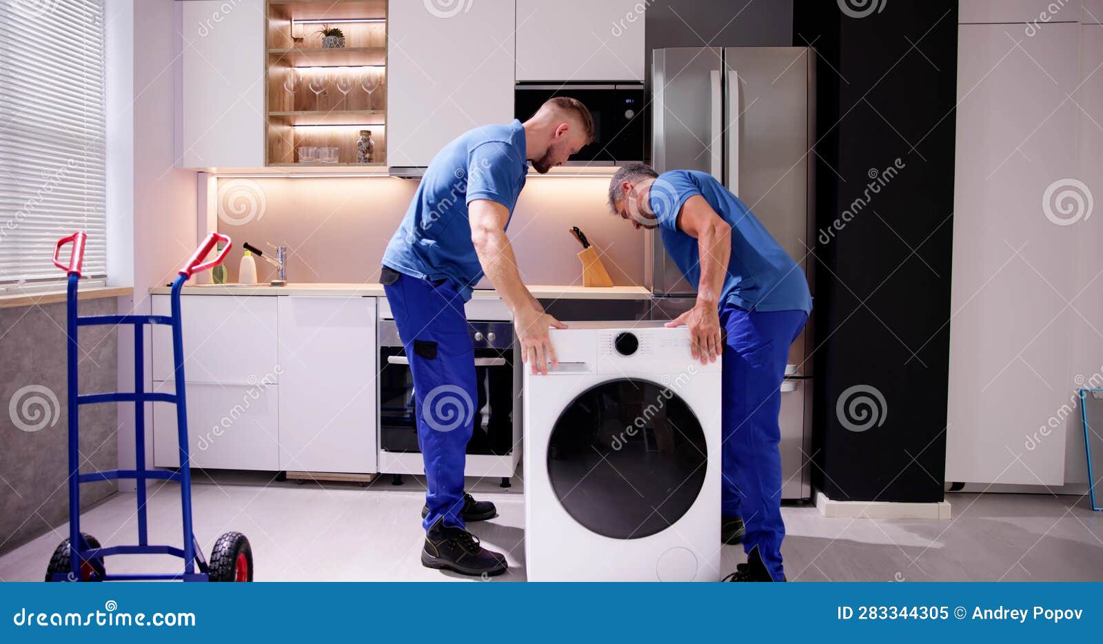 Washing Machine Appliance Delivery and Install Stock Image - Image of ...