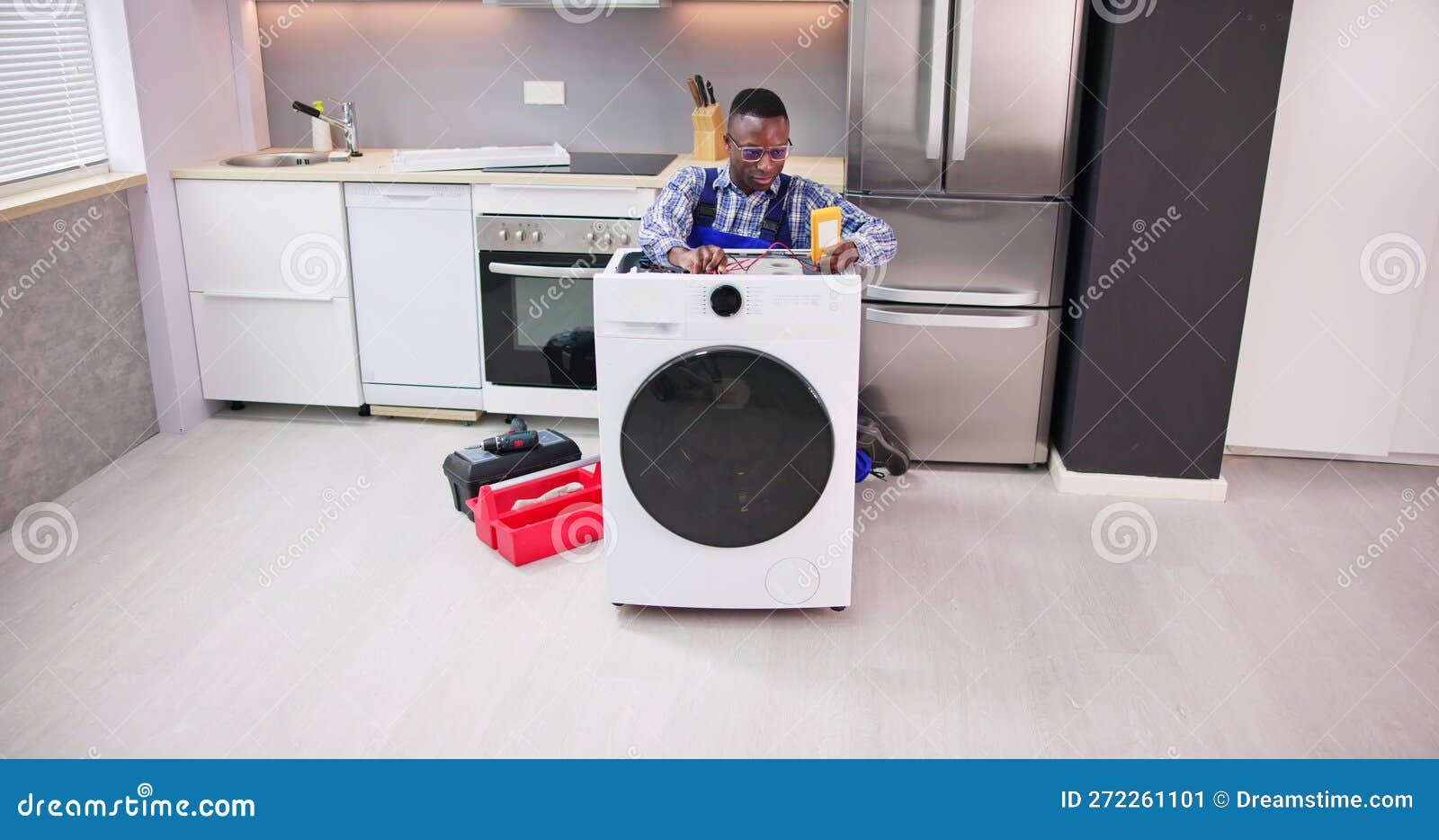 Washing Machine Appliance Repair and Install Stock Image - Image of ...