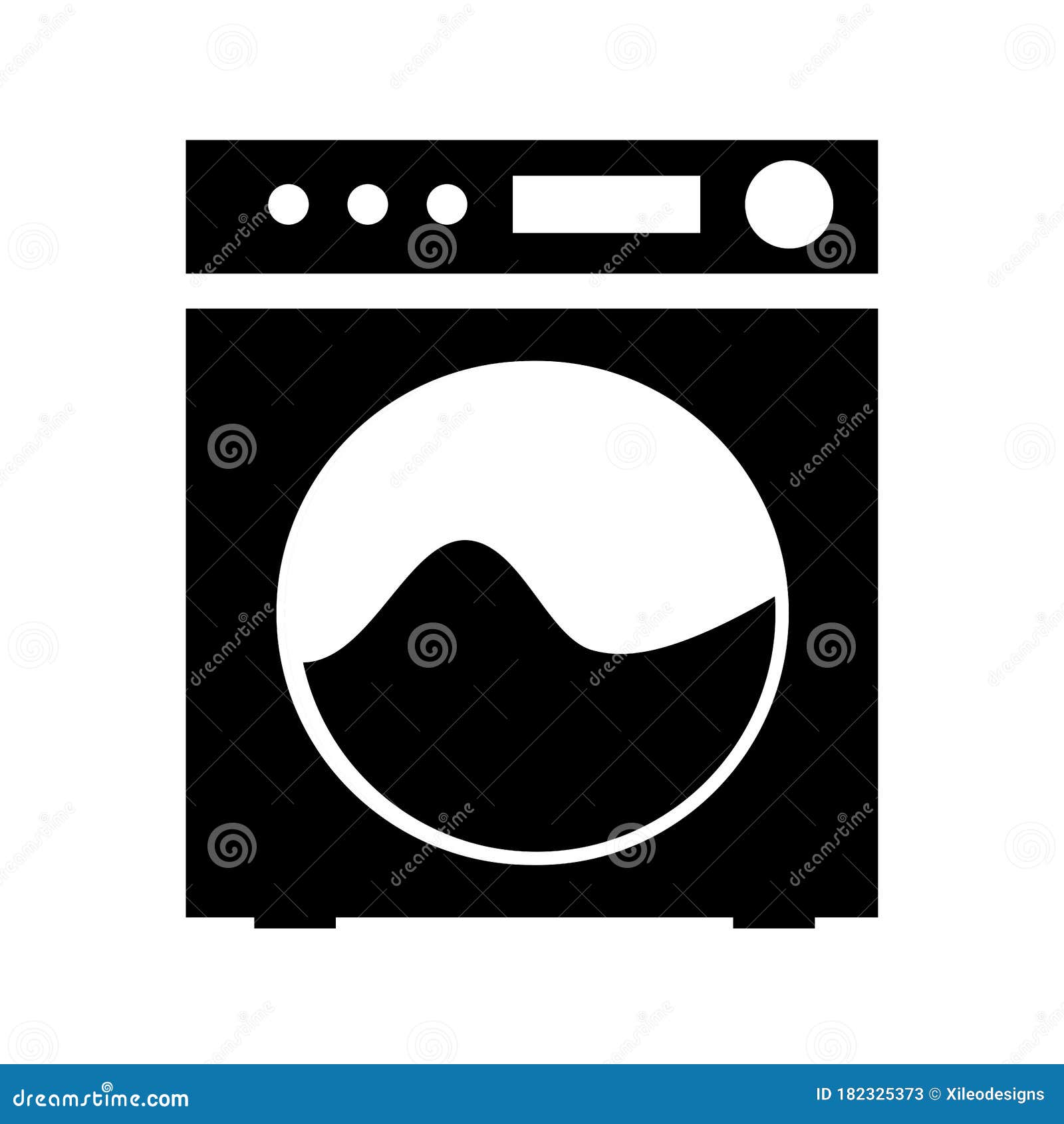 Washing Machine Black and White Icon Pictogram Illustration. EPS Vector ...