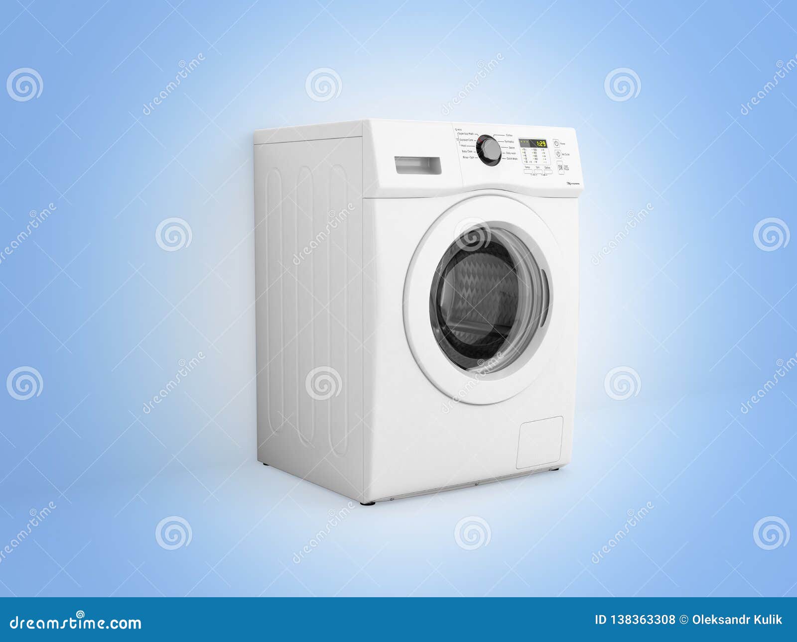 Washing Machine on Blue Gradient Background 3d Illustration Stock ...