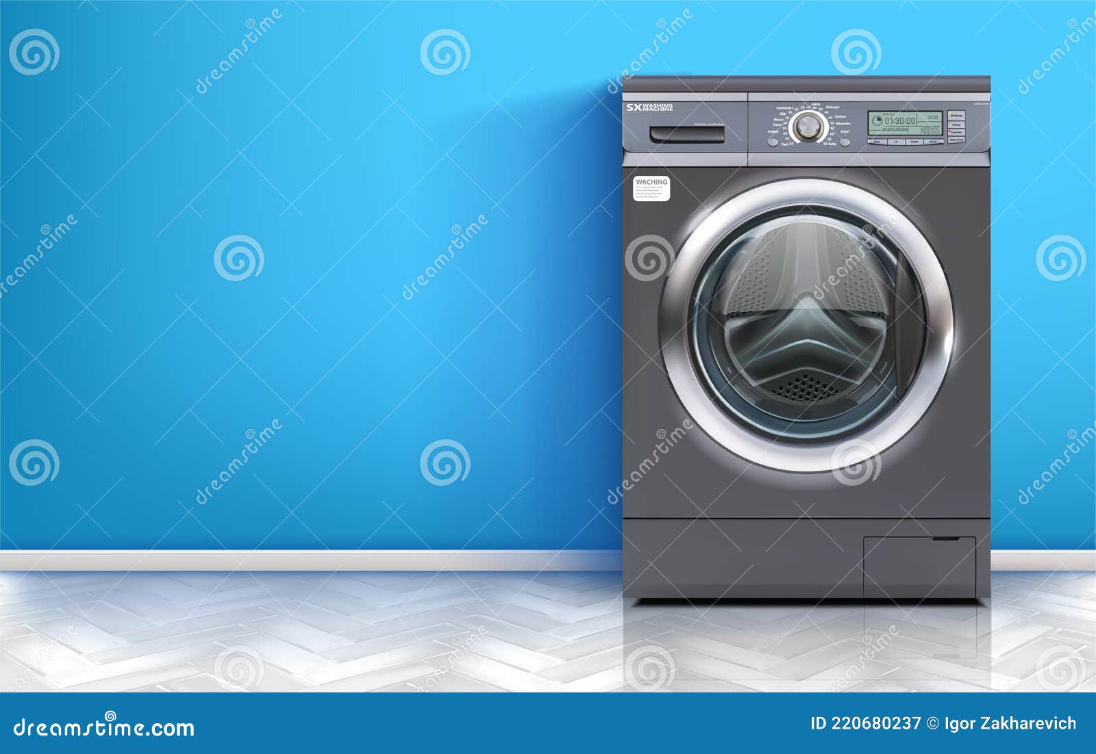 Washing Machine in the Blue Room. Stock Image - Image of equipment ...