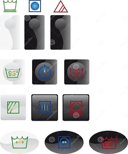 Washing machine buttons stock vector. Illustration of clean - 10607568