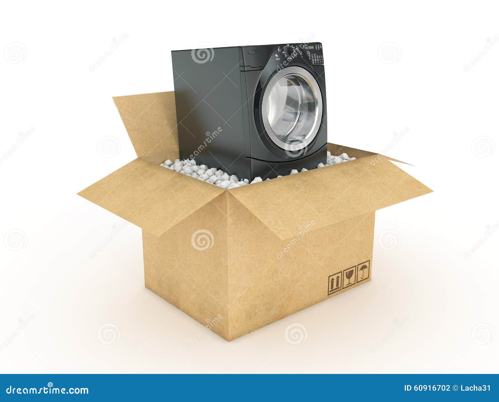 Washing Machine in Cardboard Box Stock Illustration - Illustration of ...