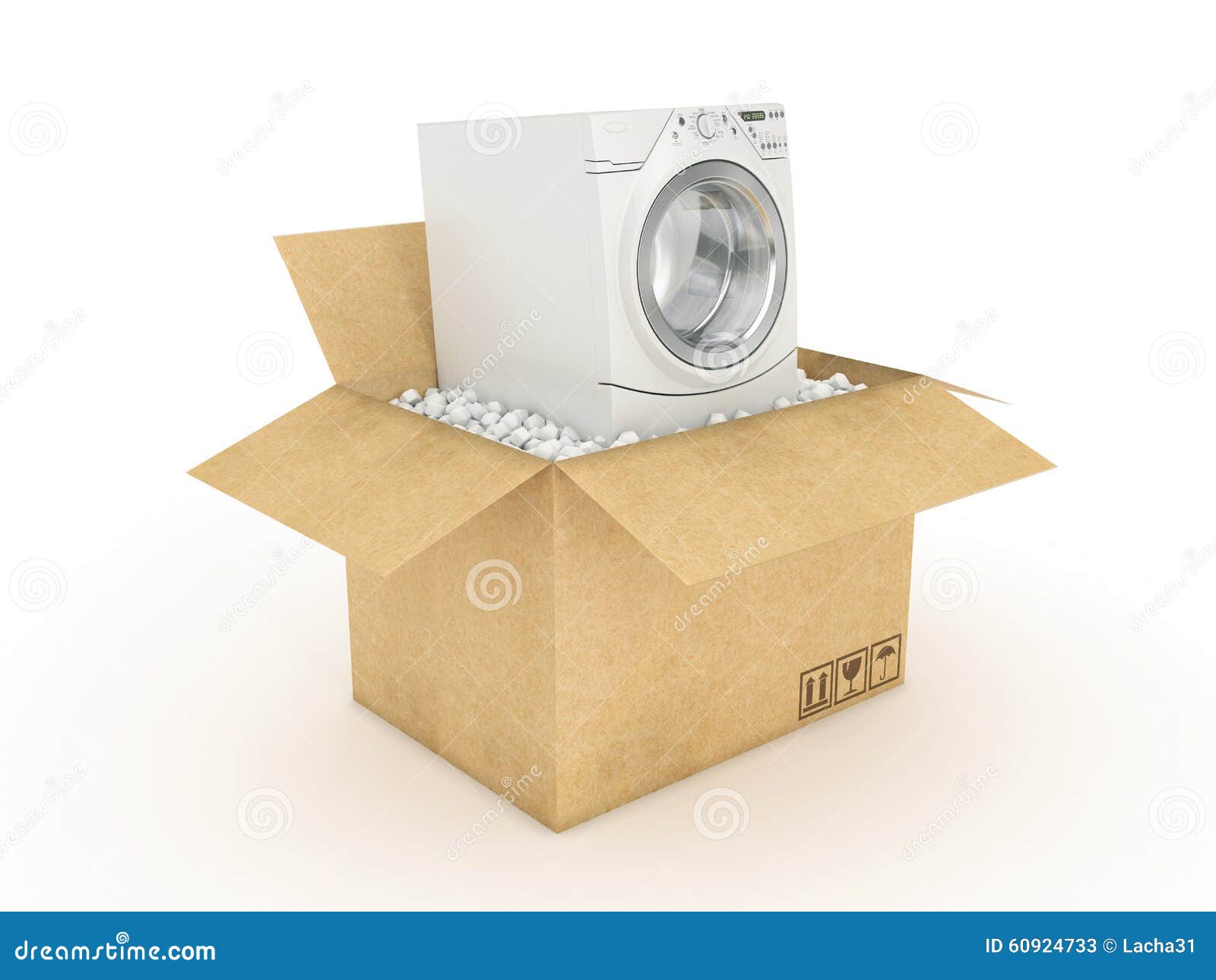 Washing Machine in Cardboard Box Stock Illustration - Illustration of ...