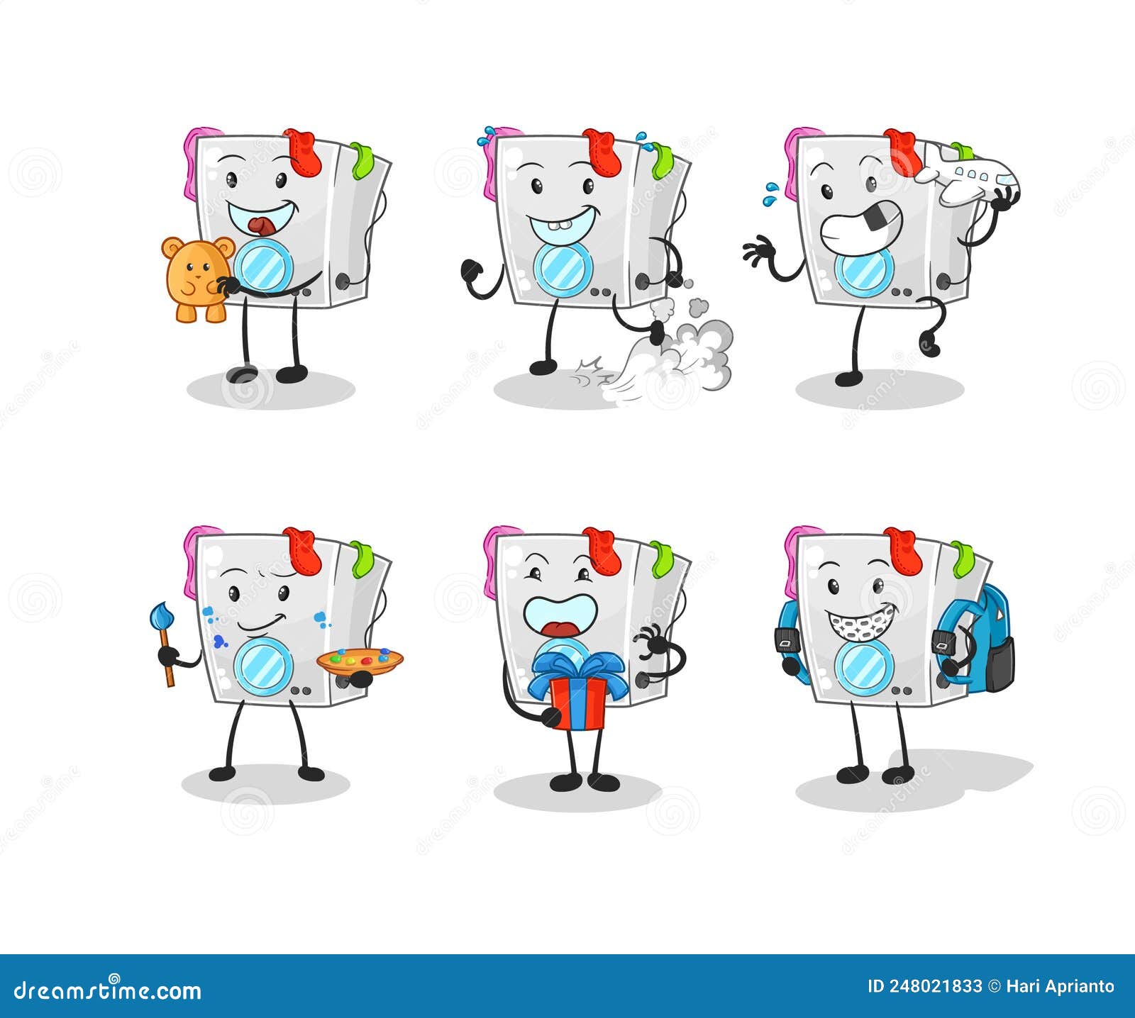 Washing Machine Children Group Character. Cartoon Mascot Vector Stock ...