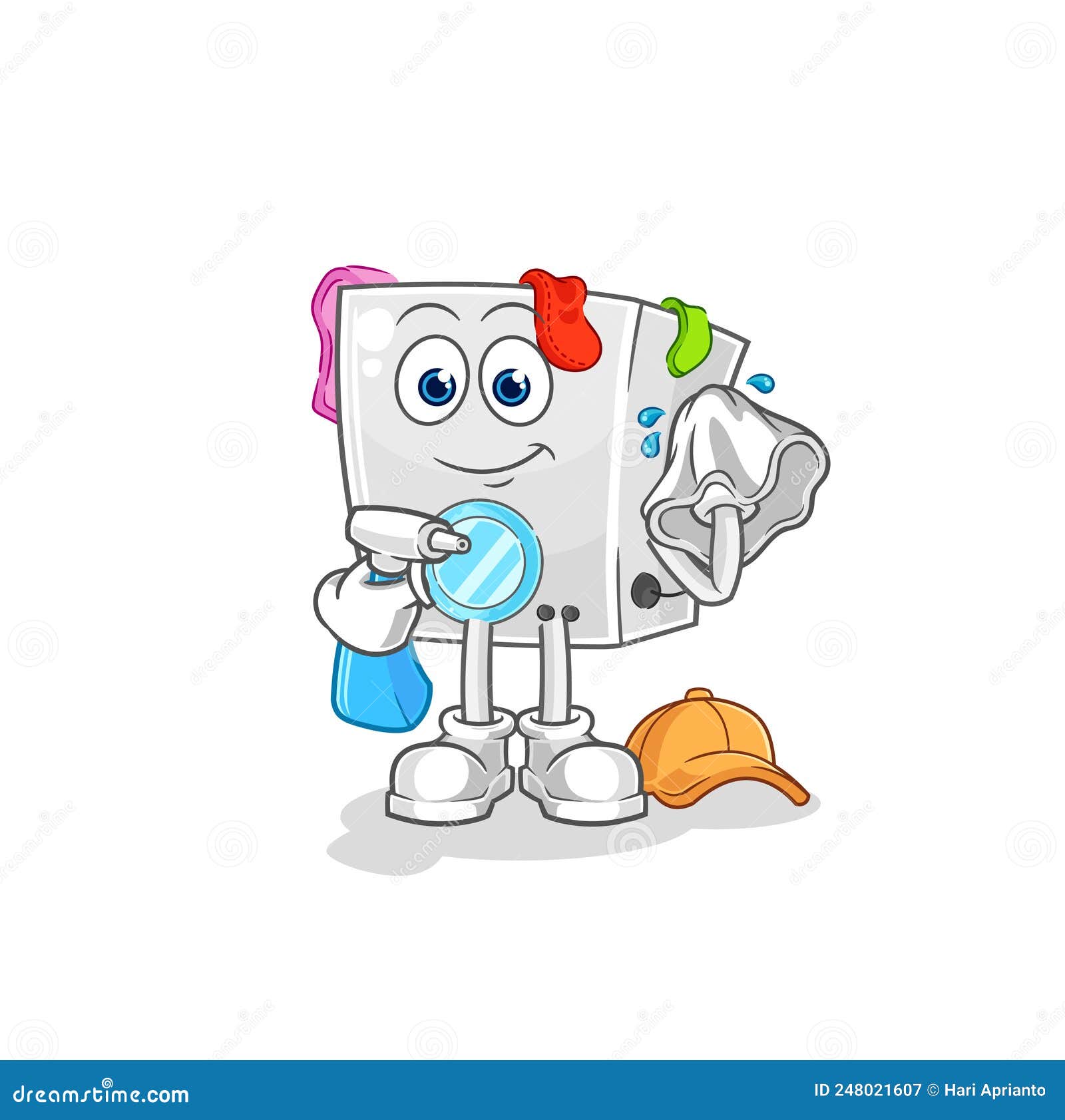 Washing Machine Cleaner Vector. Cartoon Character Stock Vector ...