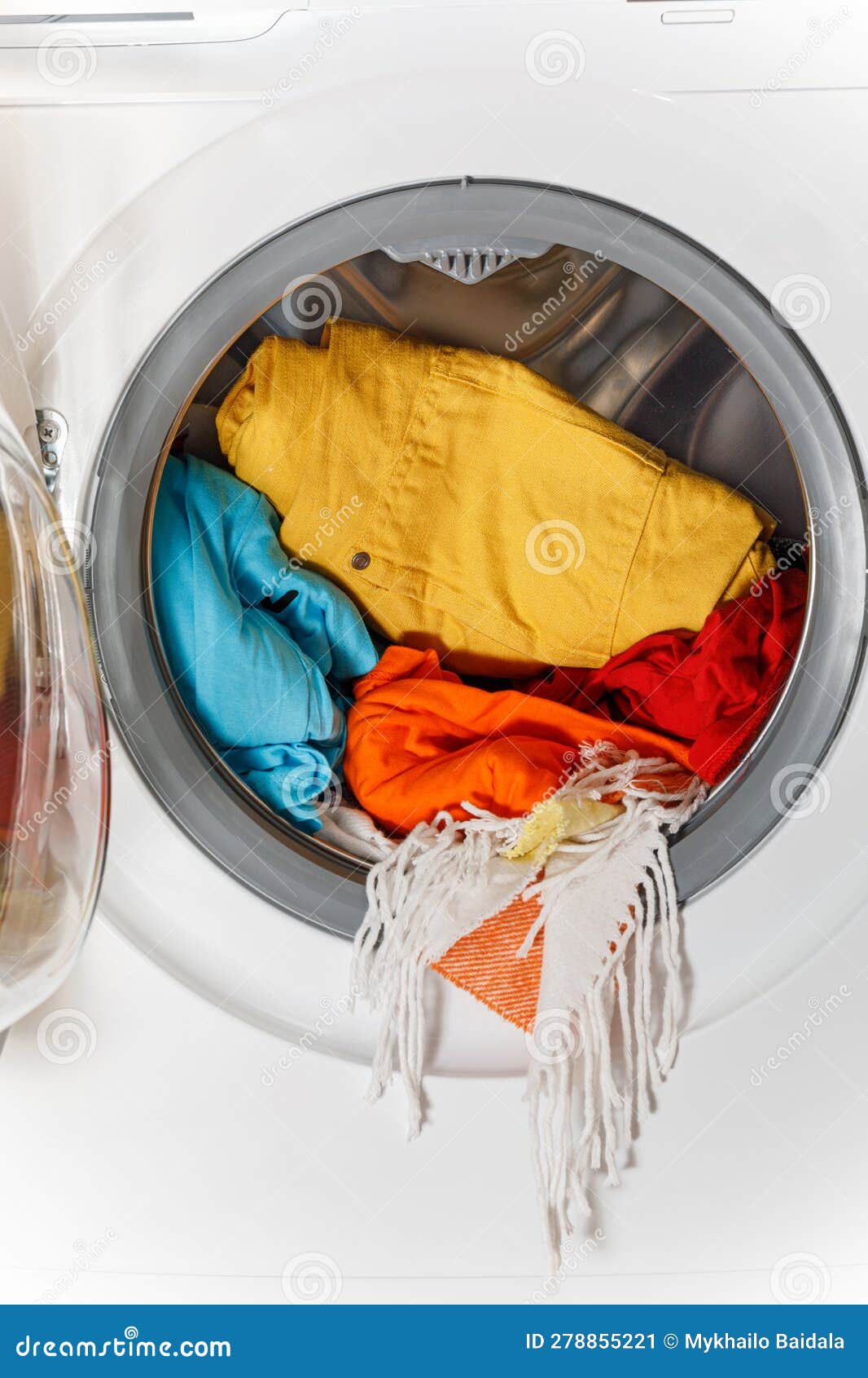 Washing Machine - a Close-up of a Hatch Loaded with Laundry Stock Image ...