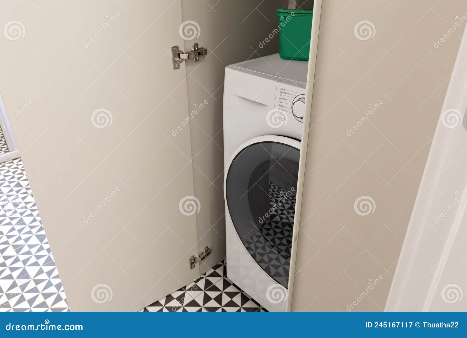 Washing Machine in the Closet in the Bathroom Stock Image - Image of ...