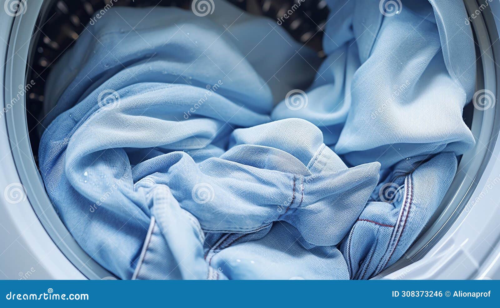 Washing Machine with Clothes Inside, Closeup. Laundry Concept Stock ...